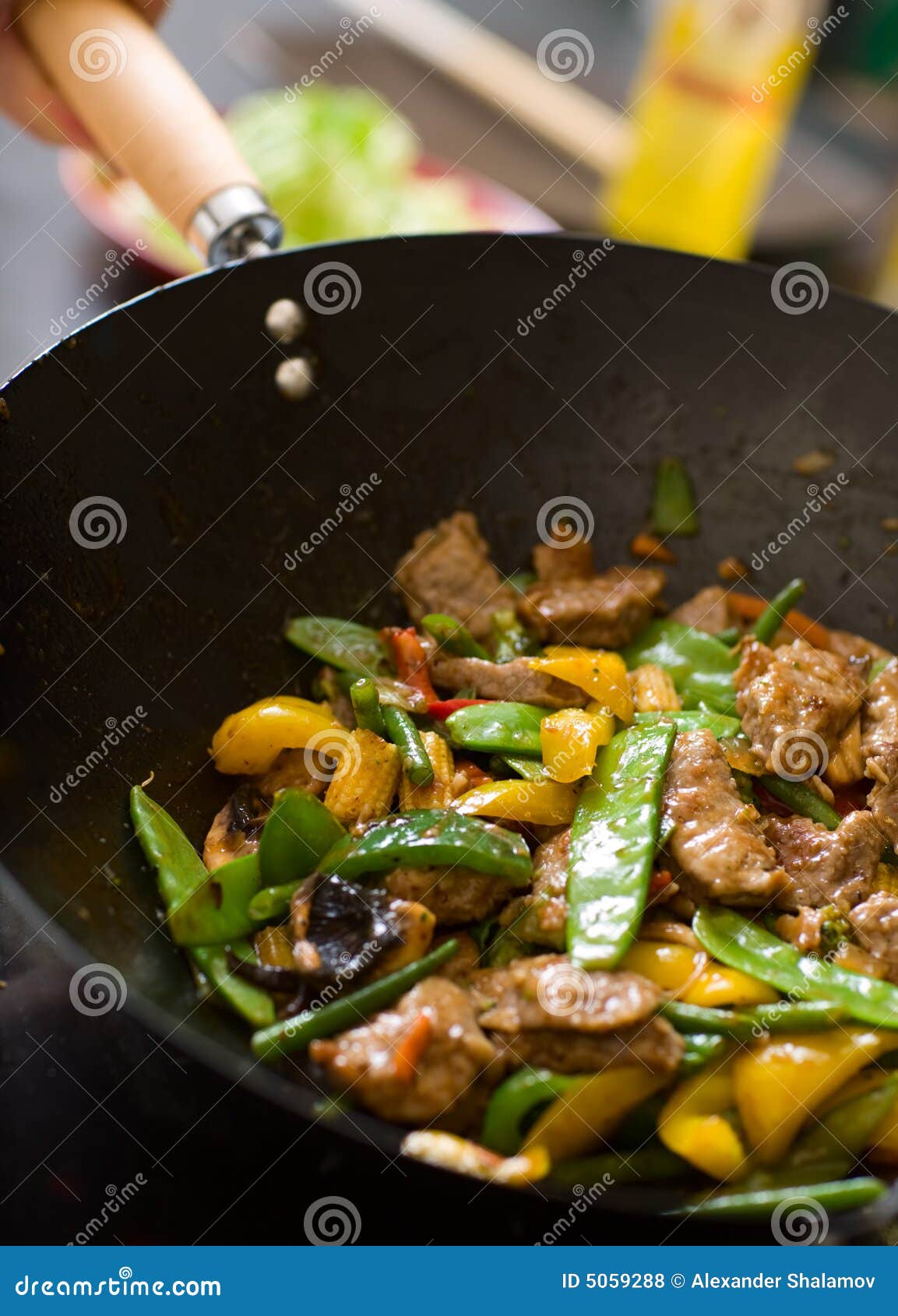 Chef cooking wok stock photo. Image of food, corn, dish - 5059288