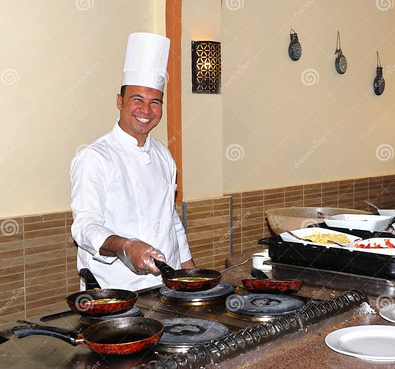 Chef cooks omelette stock image. Image of roast, kitchen - 13764941