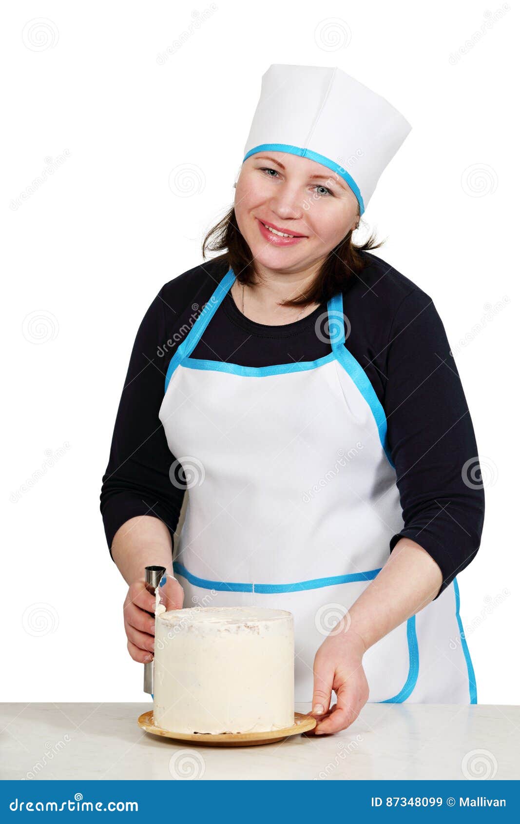 Chef covers cream cake stock image. Image of dessert - 87348099