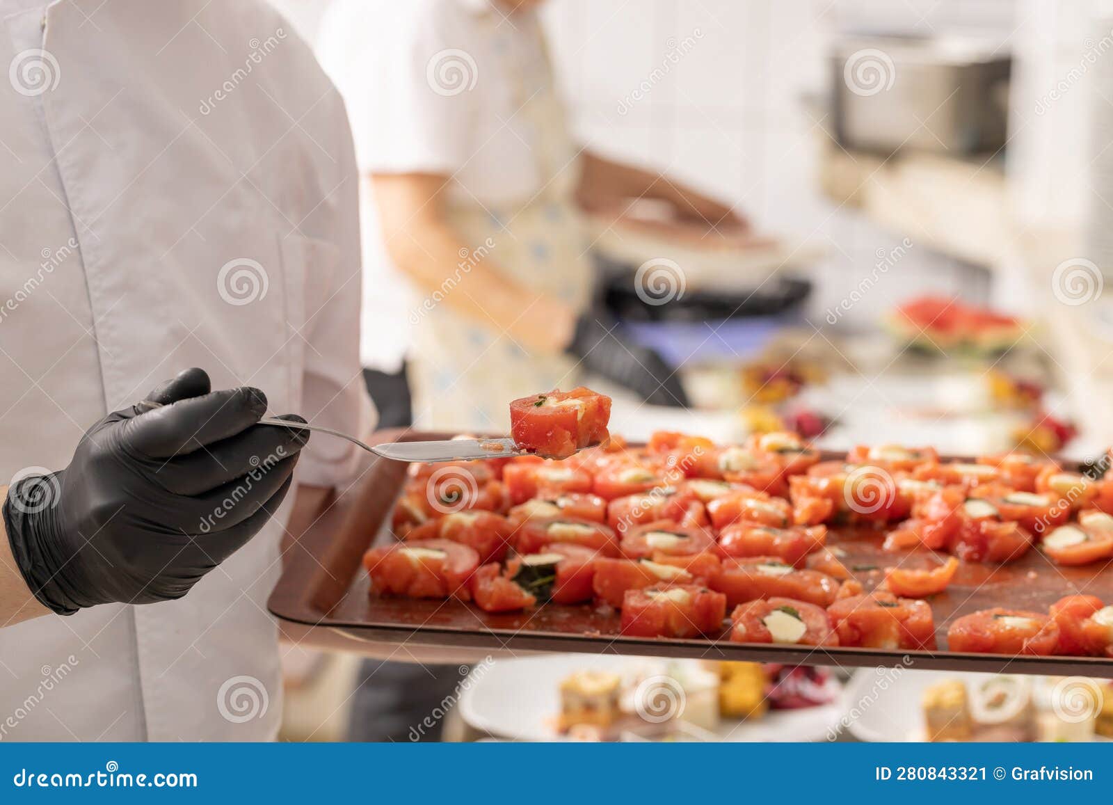 Chef is Create Appetizer Dish Stock Image - Image of fingerfood, party ...