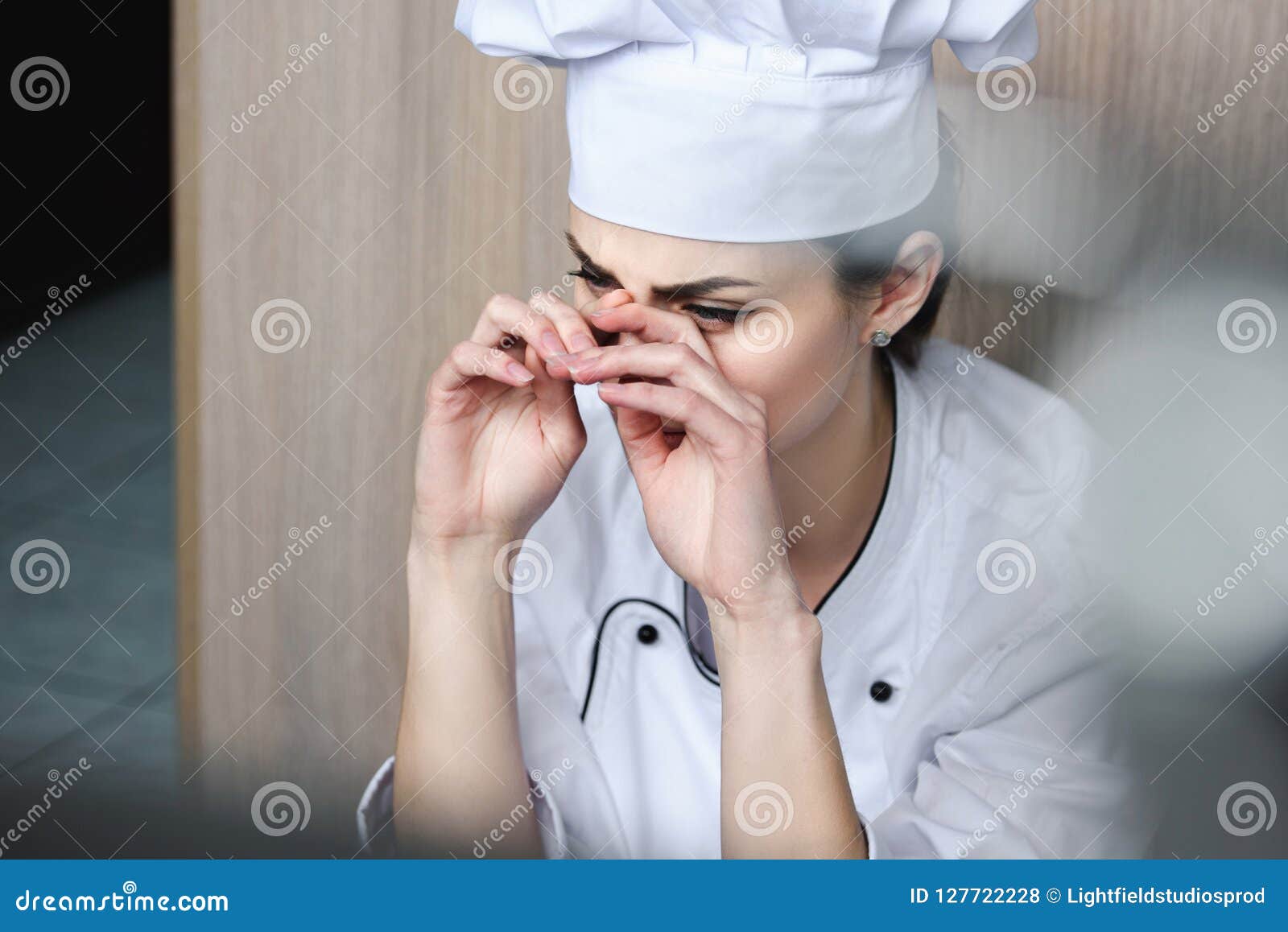 Chef Crying and Sitting on Floor Stock Photo - Image of indoors ...