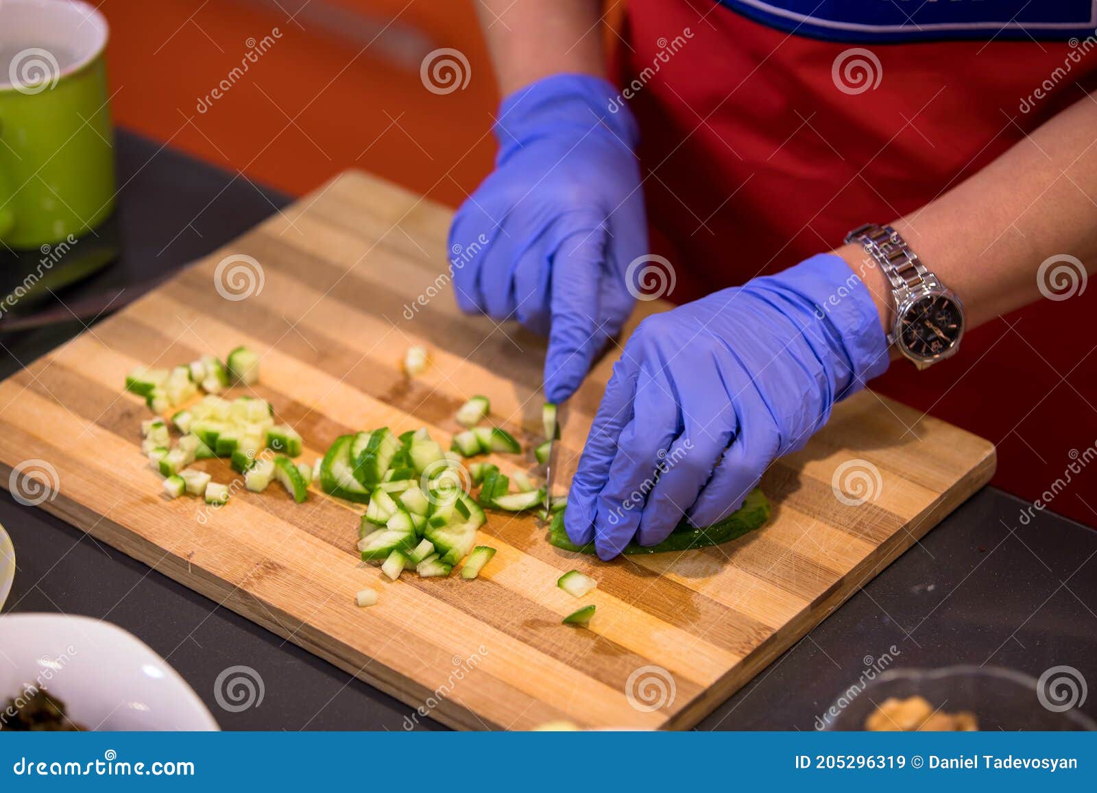 Chef cut the cucumbers stock image. Image of tasty, cucumbers - 205296319