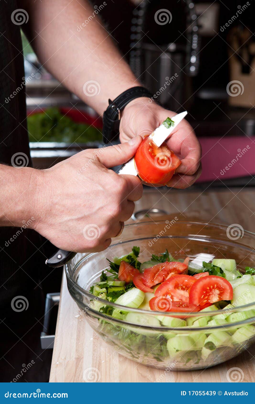 Chef cuts fresh tomato stock image. Image of prepare - 17055439
