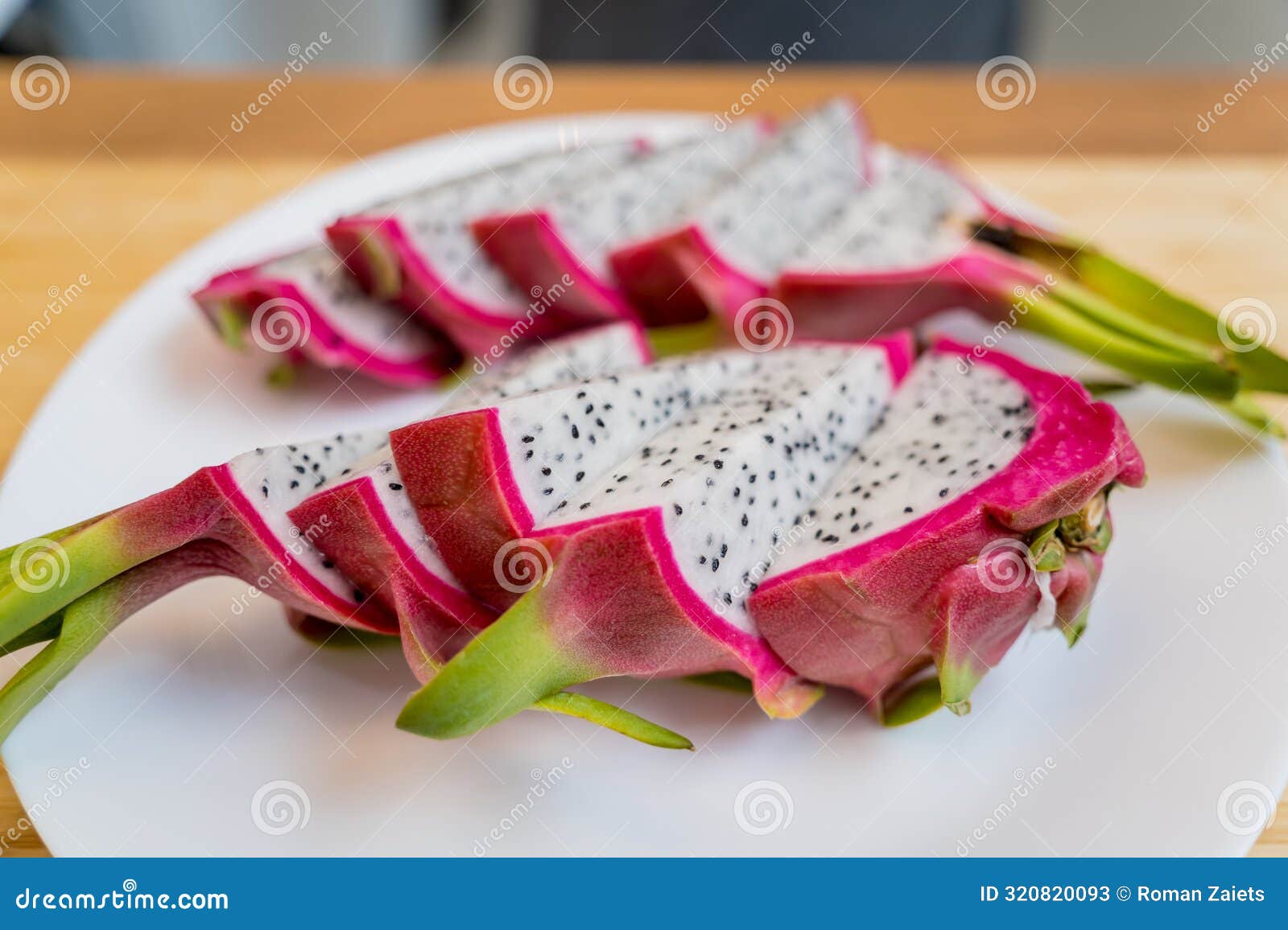 Chef Cuts and Peels Dragon Fruit on the Cutting Board Stock Image ...