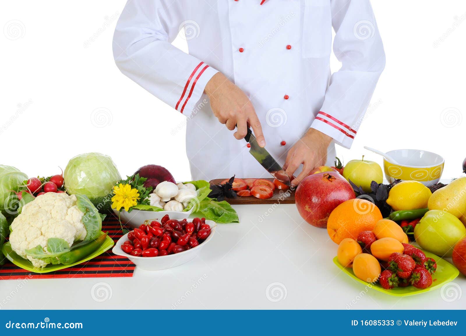 Chef cuts the vegetables stock image. Image of professional - 16085333