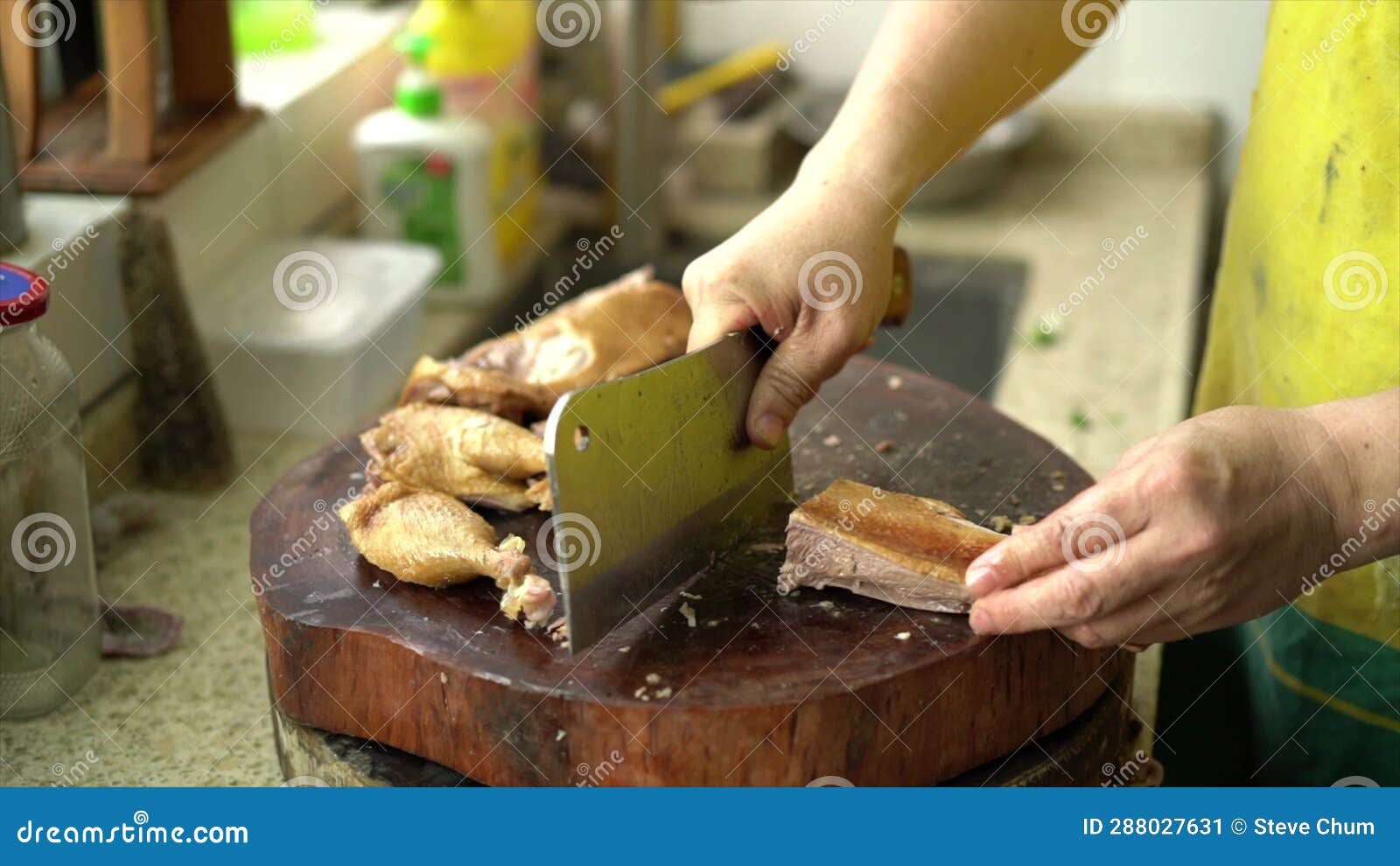 A Chef Cuts the Whole Braised Duck Stock Video - Video of meal, grilled ...