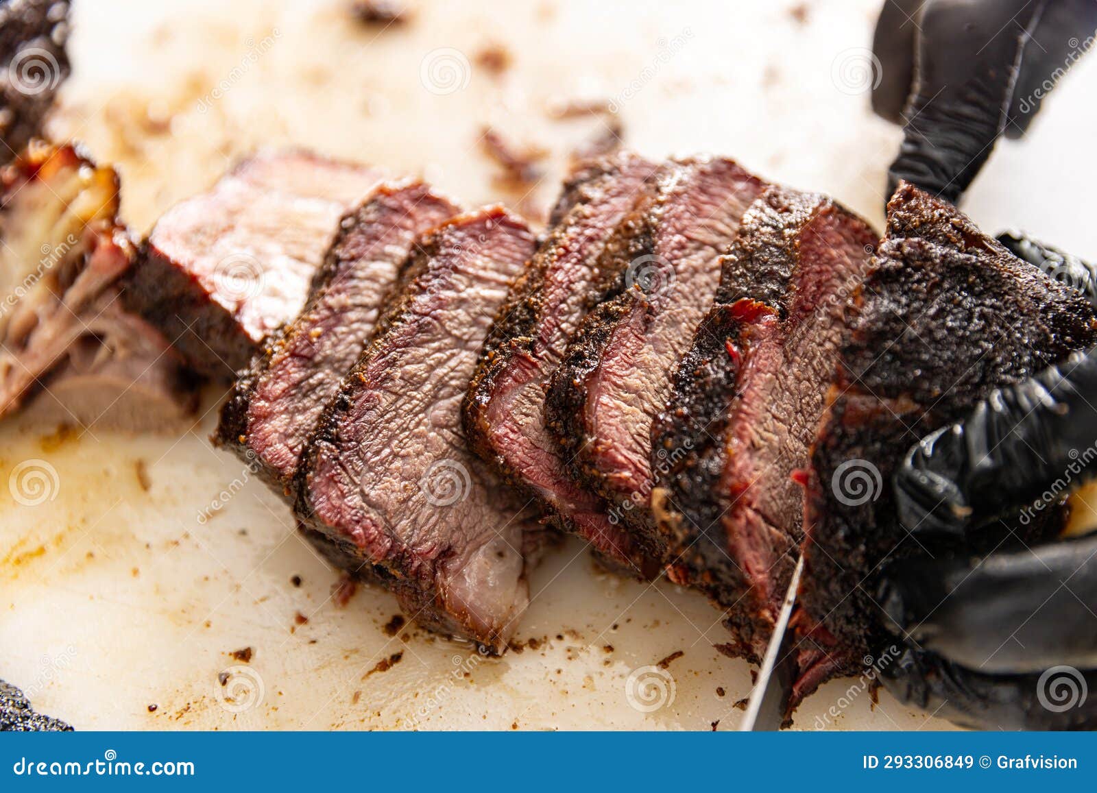 Chef cutting beef on board stock image. Image of cook - 293306849