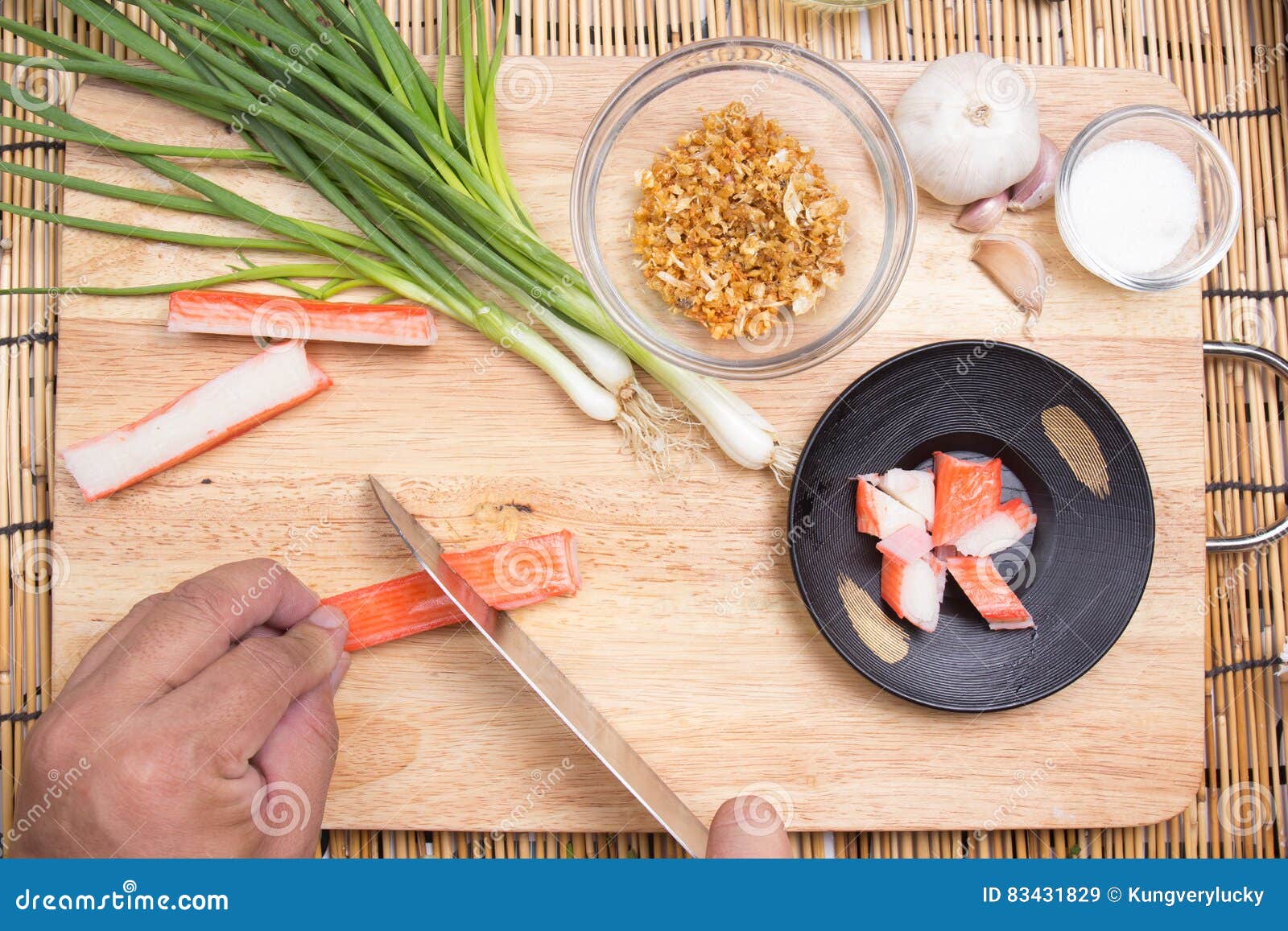 Chef Cutting Crab Imitation Stock Image - Image of imitaion, asian ...