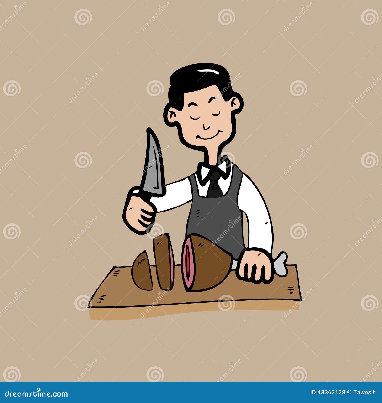 Chef Cutting Onion Clip Art Cartoon Vector | CartoonDealer.com #246181591
