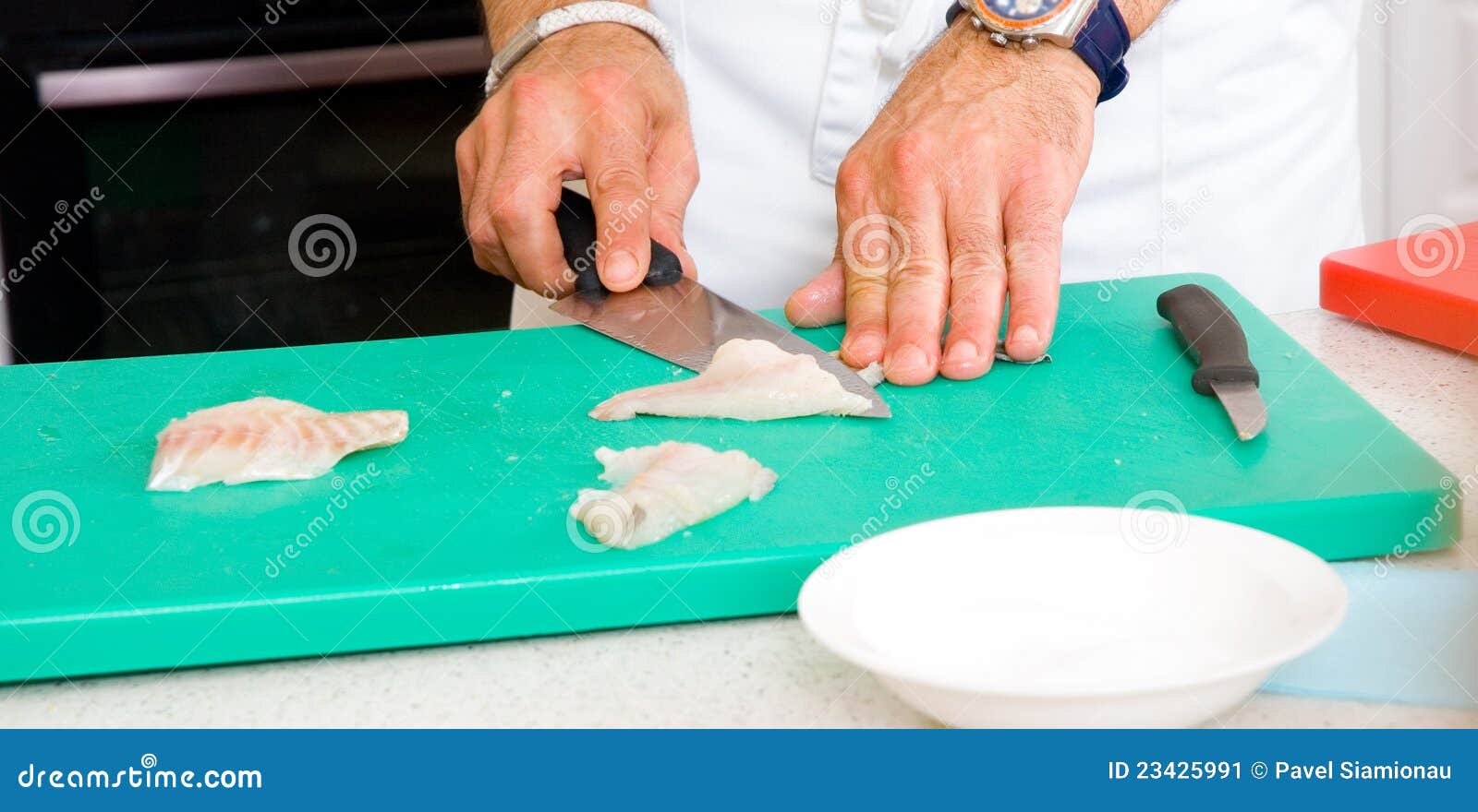 Chef cutting fish stock image. Image of chef, equipment - 23425991