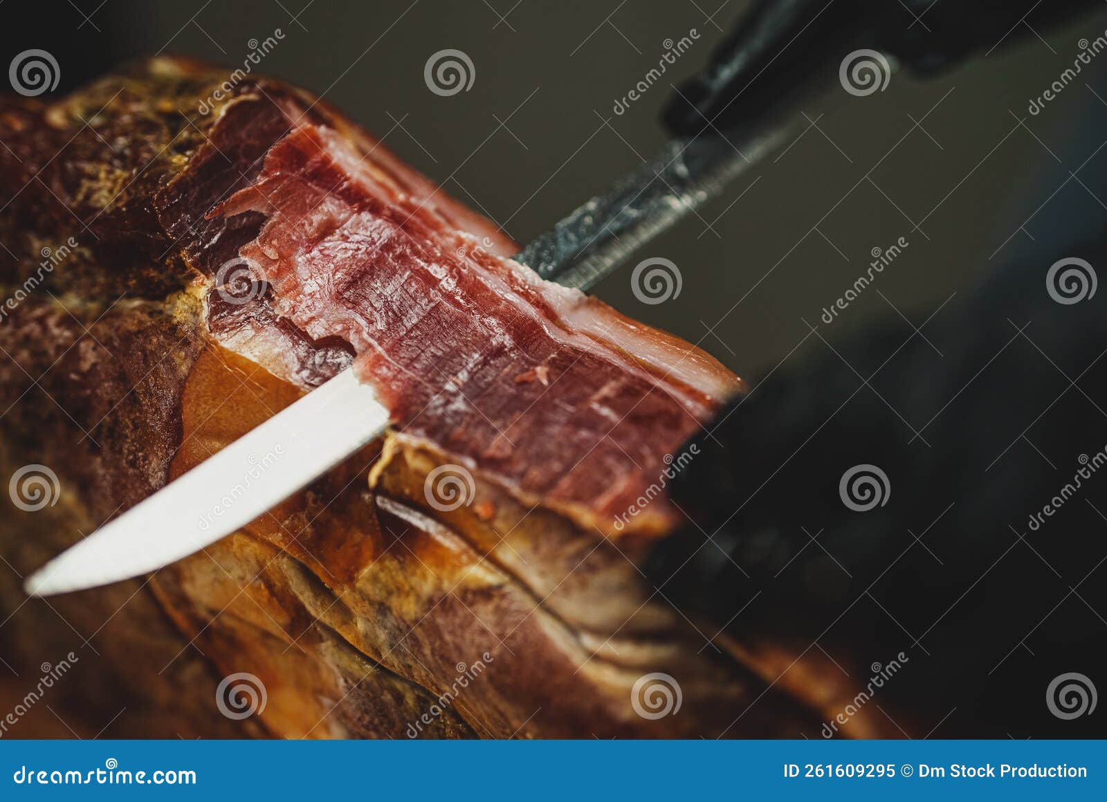 Chef cutting Jamon stock image. Image of gloves, person - 261609295