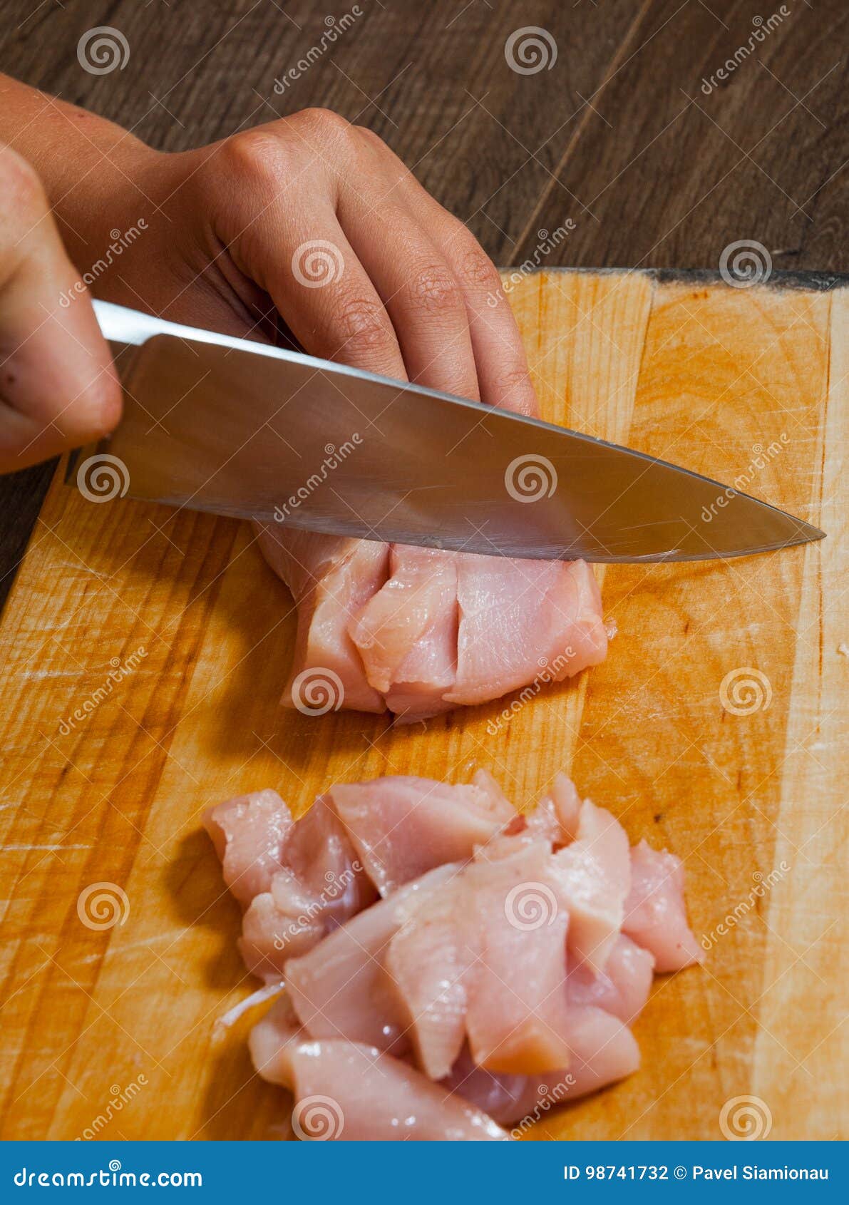 Chef cutting the meat stock photo. Image of fillet, cooking - 98741732