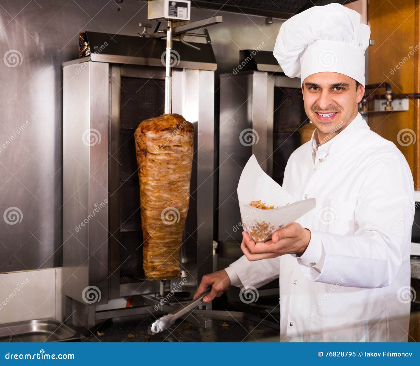 Chef Cutting Meat for Kebab Stock Image - Image of meat, chicken: 76828795