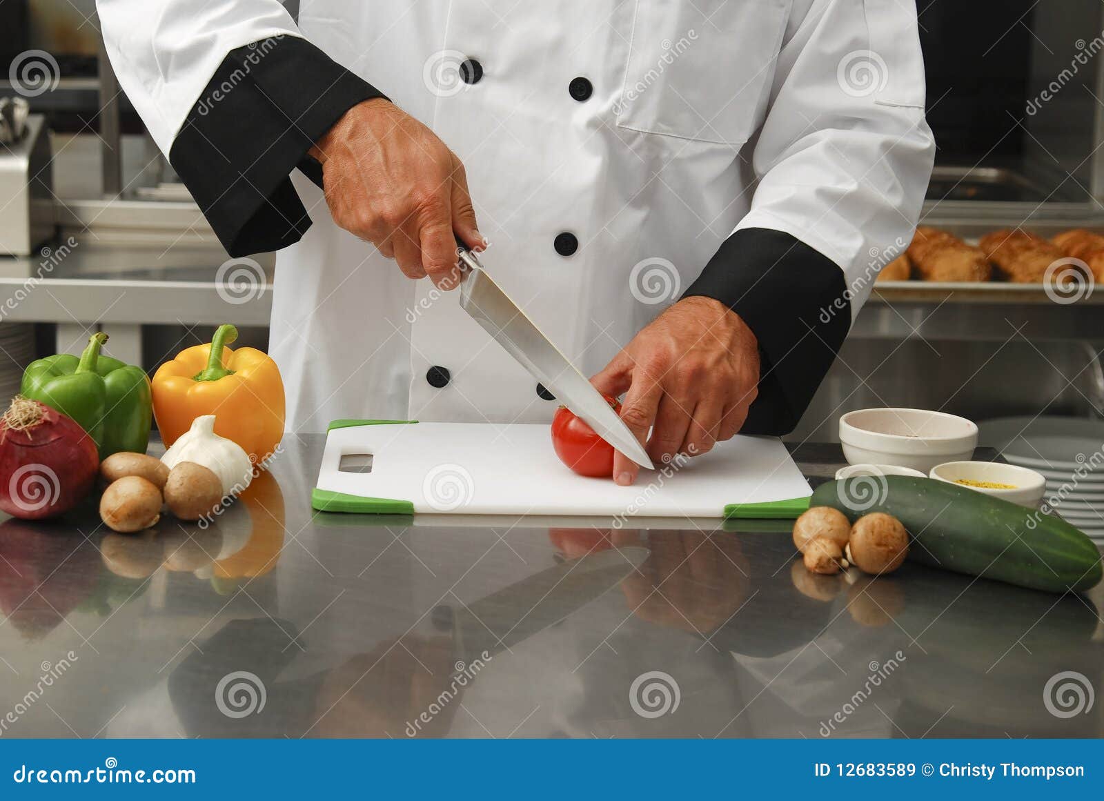 Chef cutting vegetables stock image. Image of occupation - 12683589