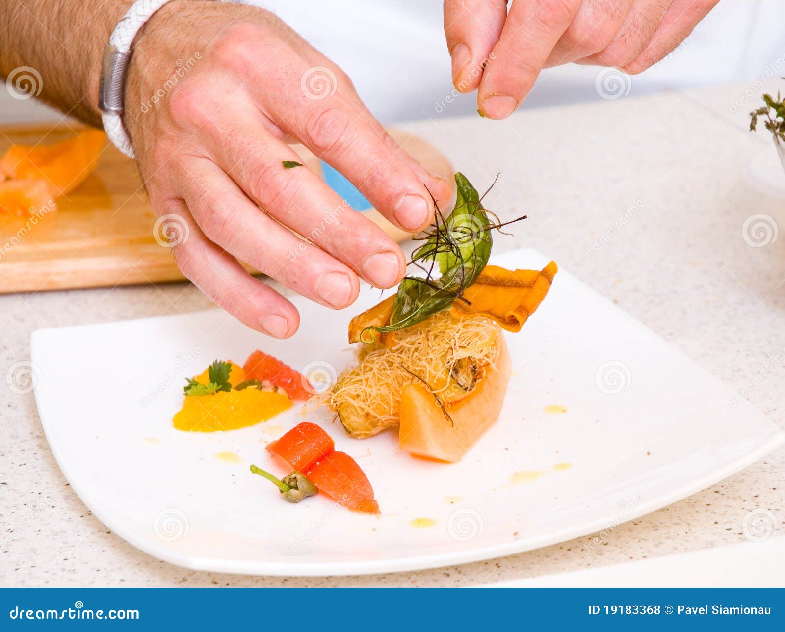 Chef decorate plate stock photo. Image of male, culinary - 19183368