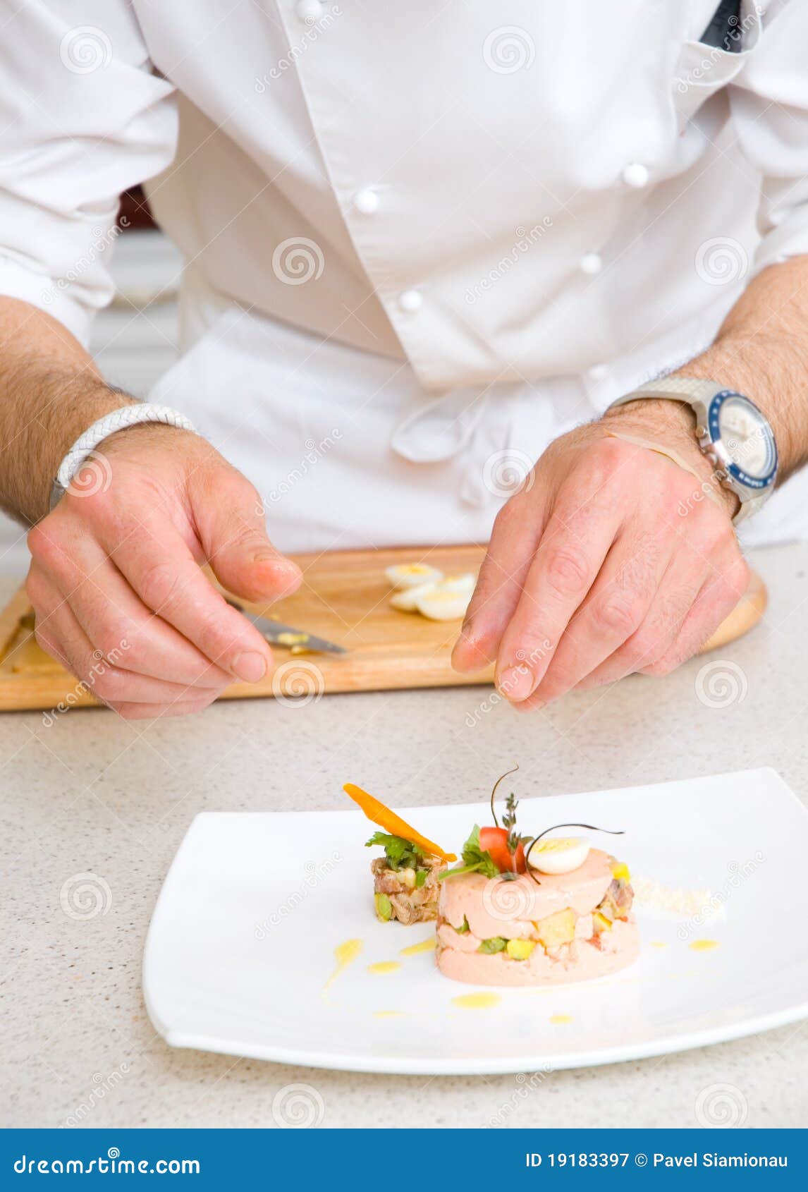 Chef decorate plate stock image. Image of cuisine, scoop - 19183397