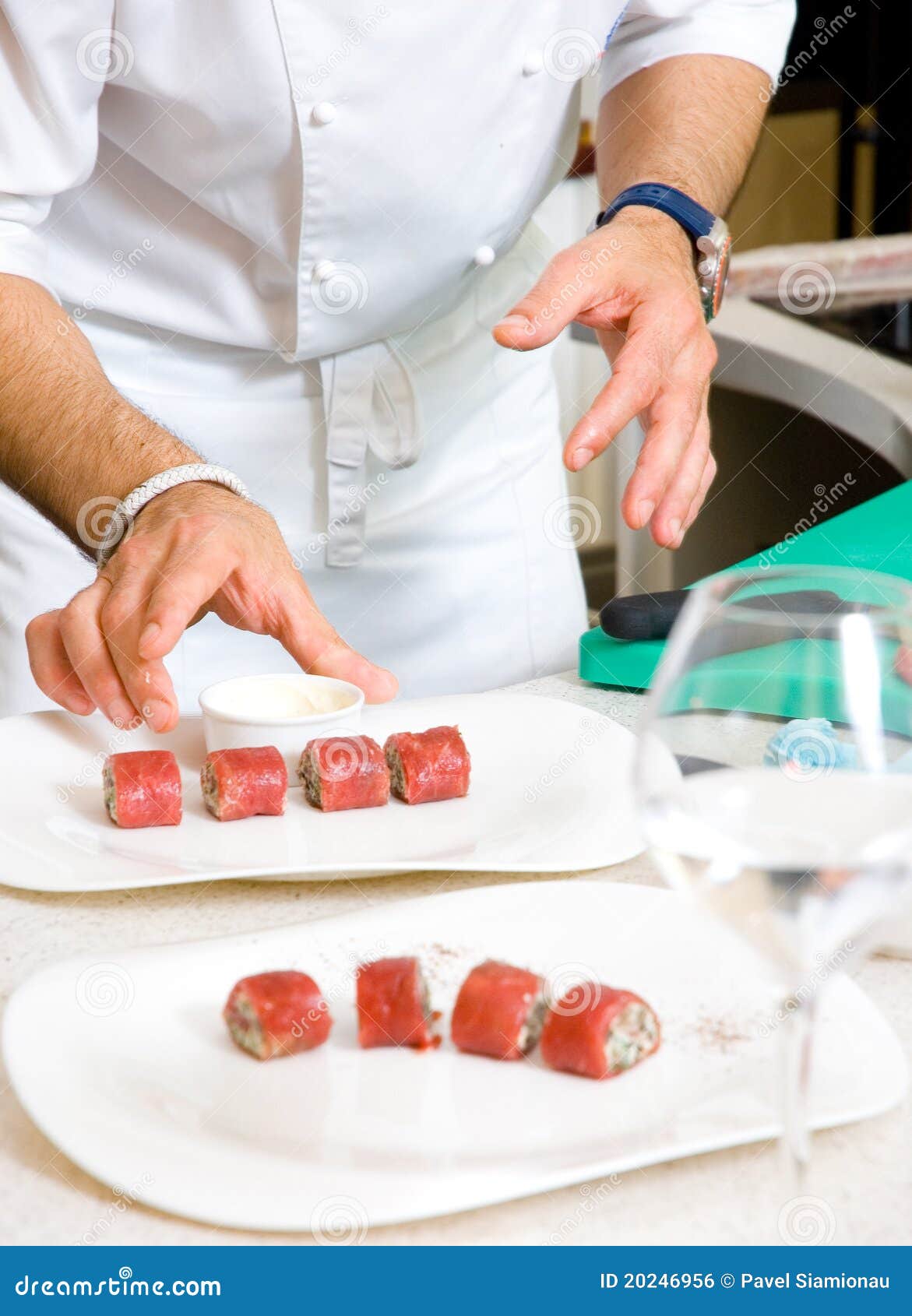 Chef decorate plate stock photo. Image of equipment, male - 20246956