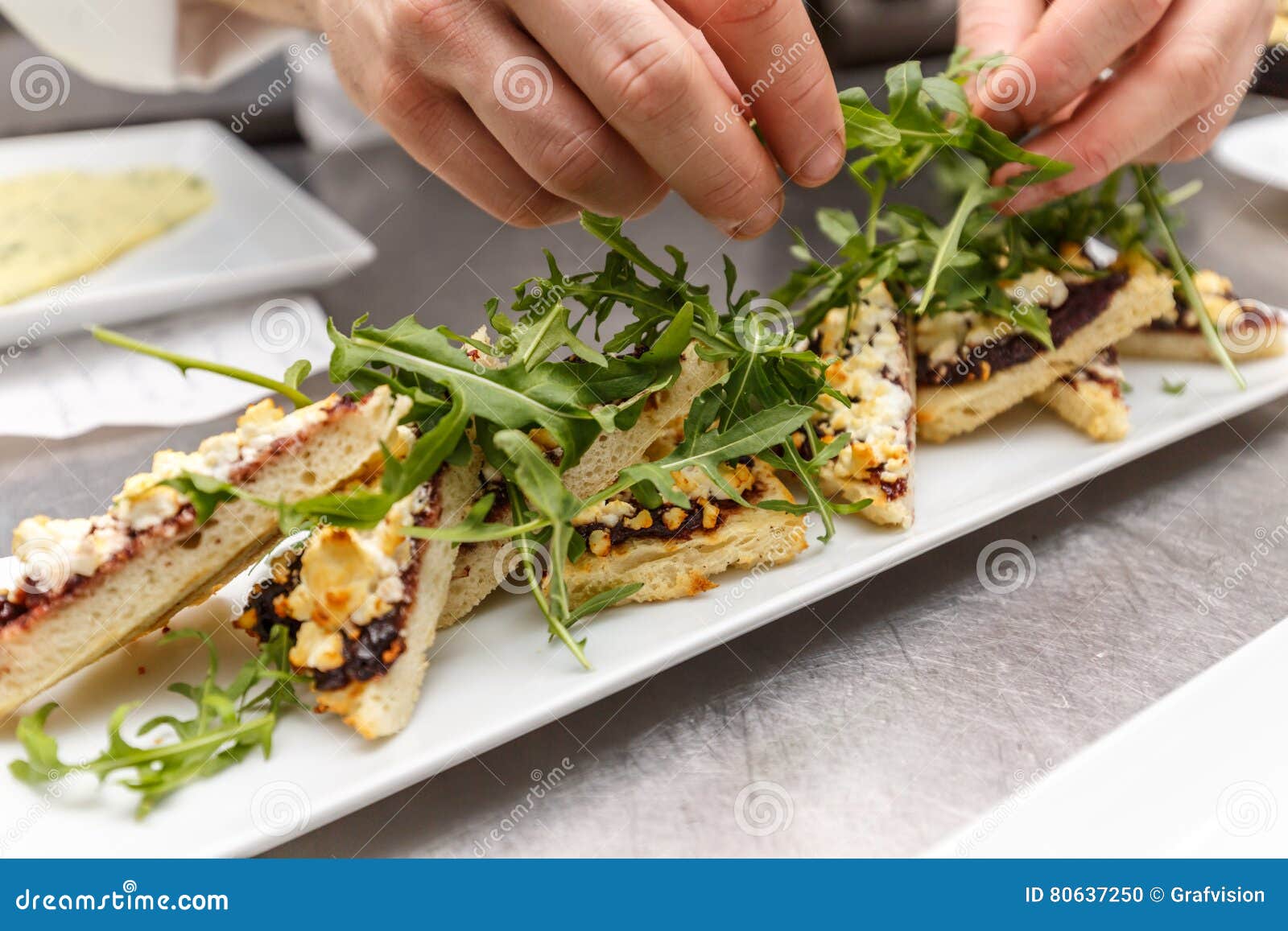 Chef Decorated Appetizer Plate Stock Photo - Image of rocket, rucola ...