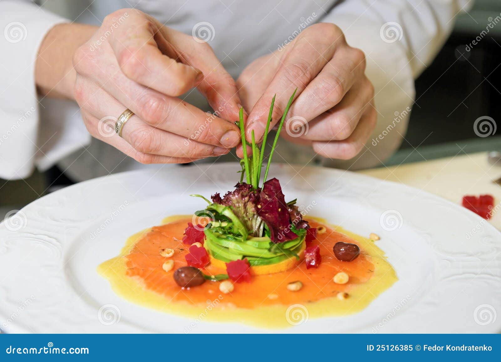 Chef Is Decorating Appetizer Royalty Free Stock Photo - Image: 25126385