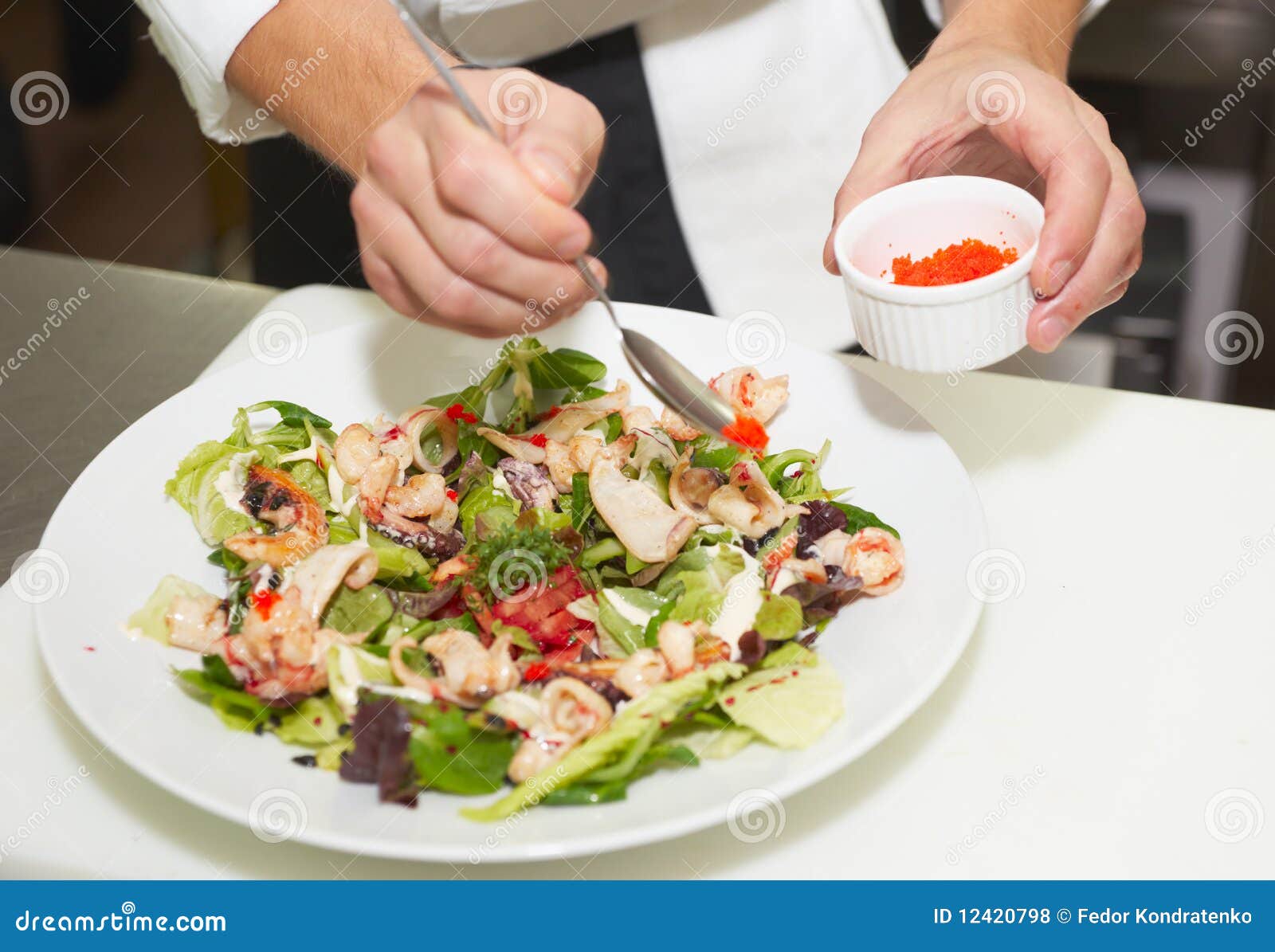 Chef is Decorating Appetizer Dish Stock Photo - Image of mediterranean ...