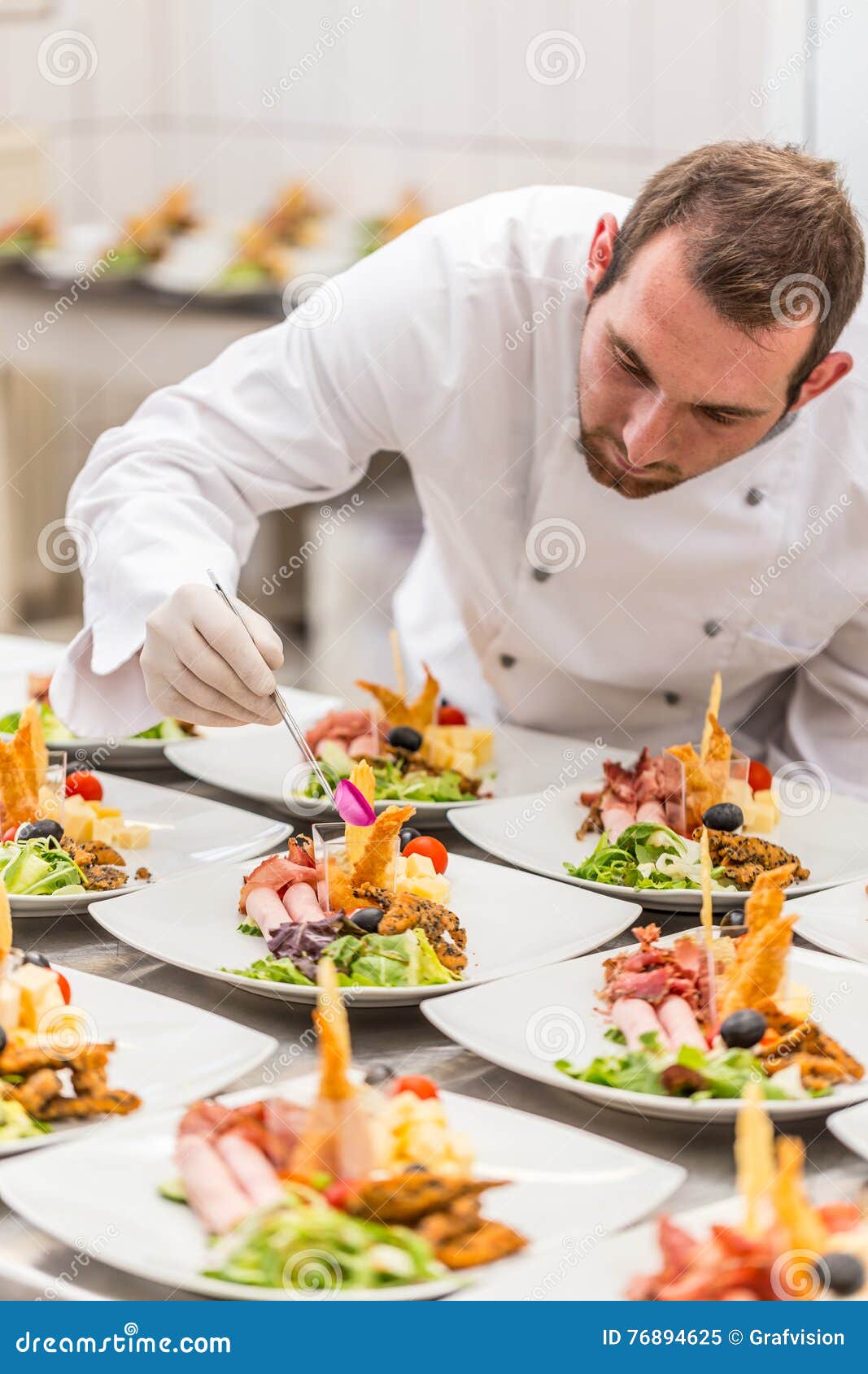 Chef is Decorating Appetizer Dish Stock Image - Image of cooked ...