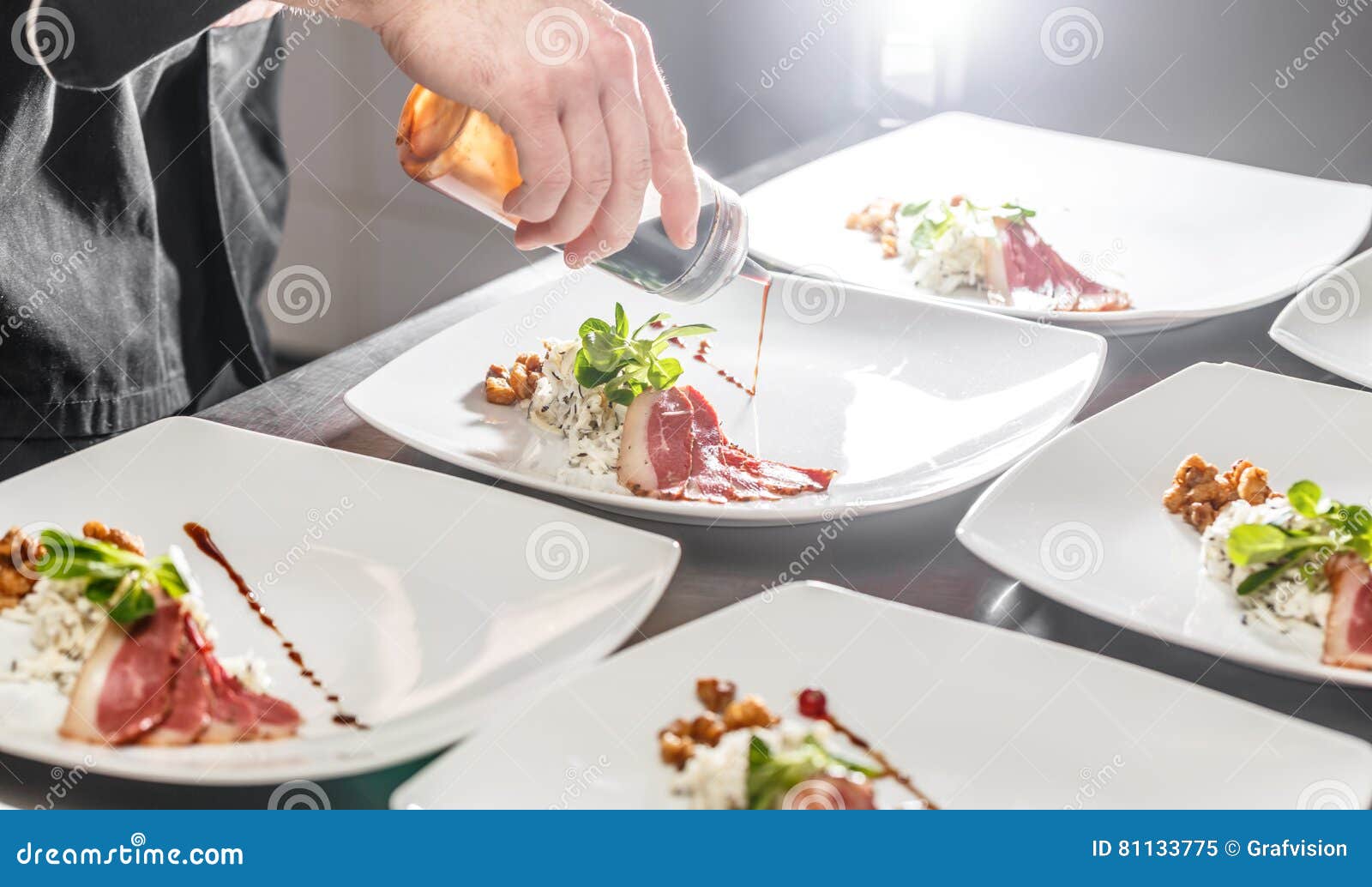 Chef Decorating Appetizer Plate Stock Image - Image of tasty, filet ...