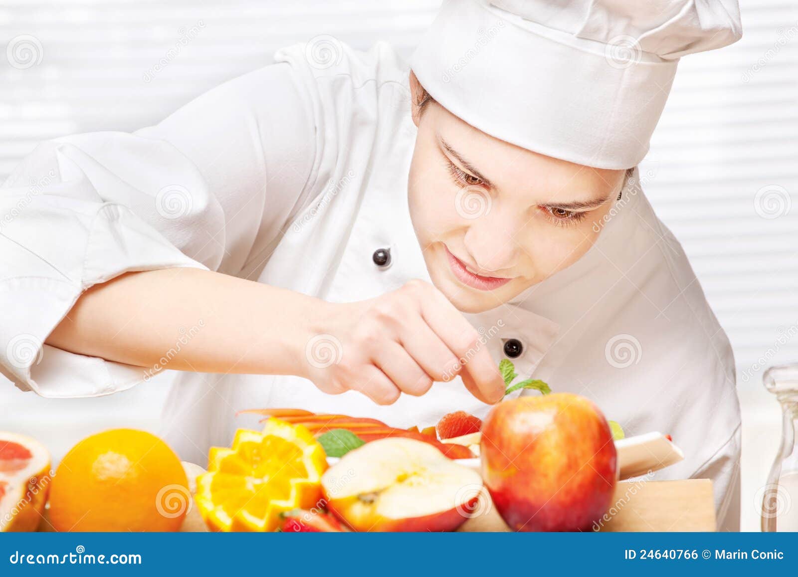 Chef Decorating Delicious Fruit Plate Stock Photo - Image of chef ...