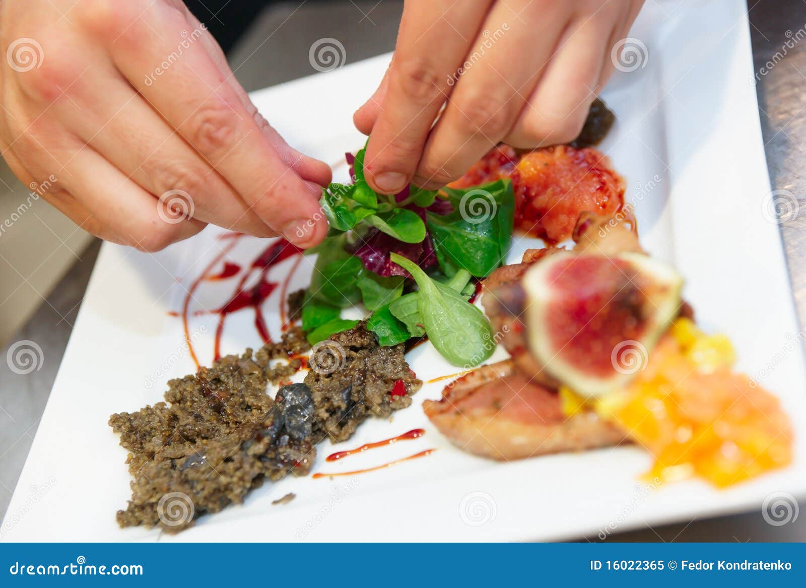 Chef is decorating dish stock image. Image of chef, dish - 16022365