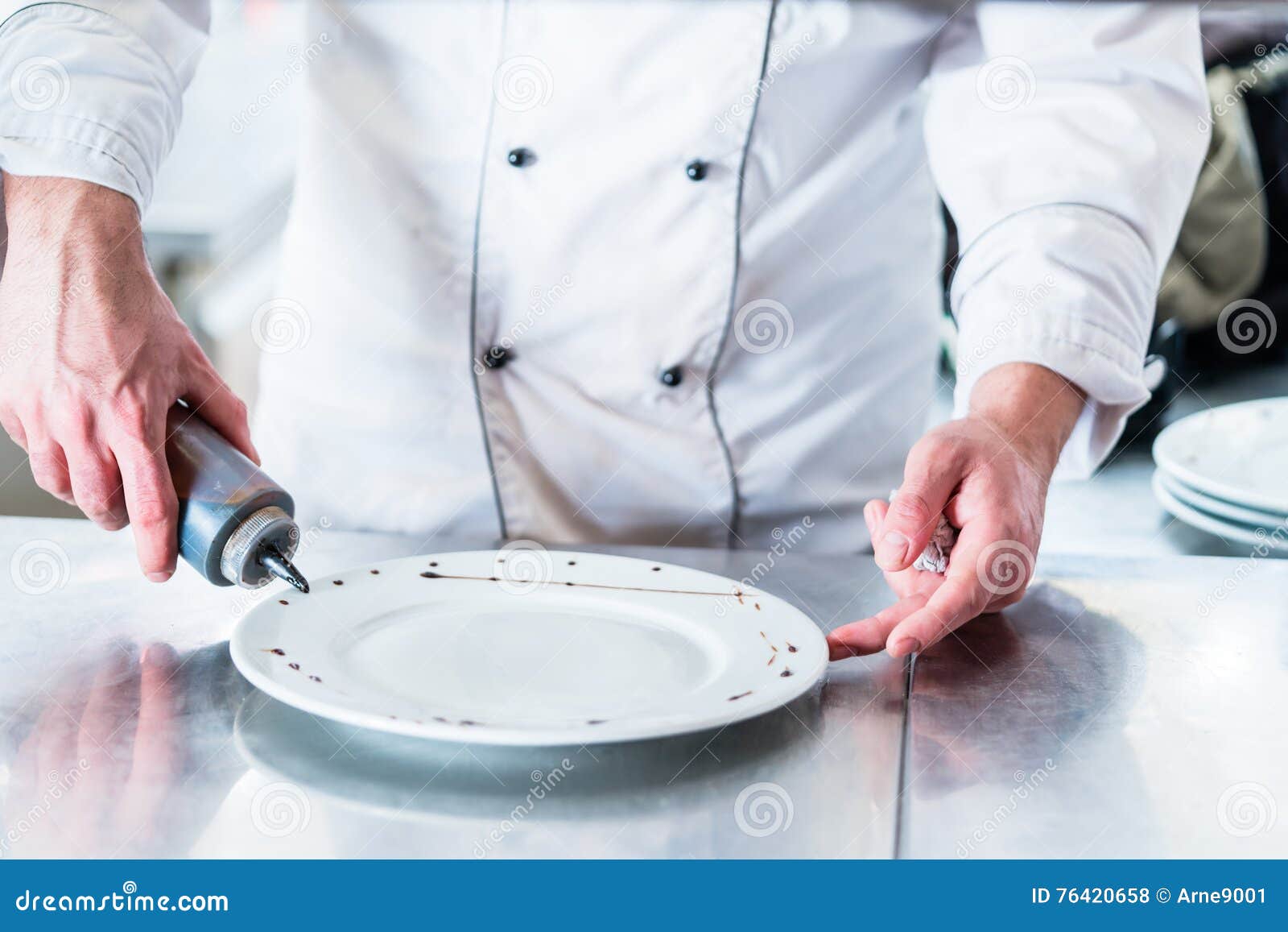 Chef Decorating Dish before Garnishing the Food Stock Photo - Image of ...