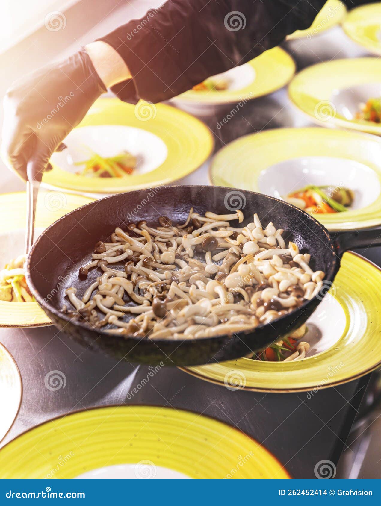 Chef decorating a dish stock photo. Image of preparation - 262452414