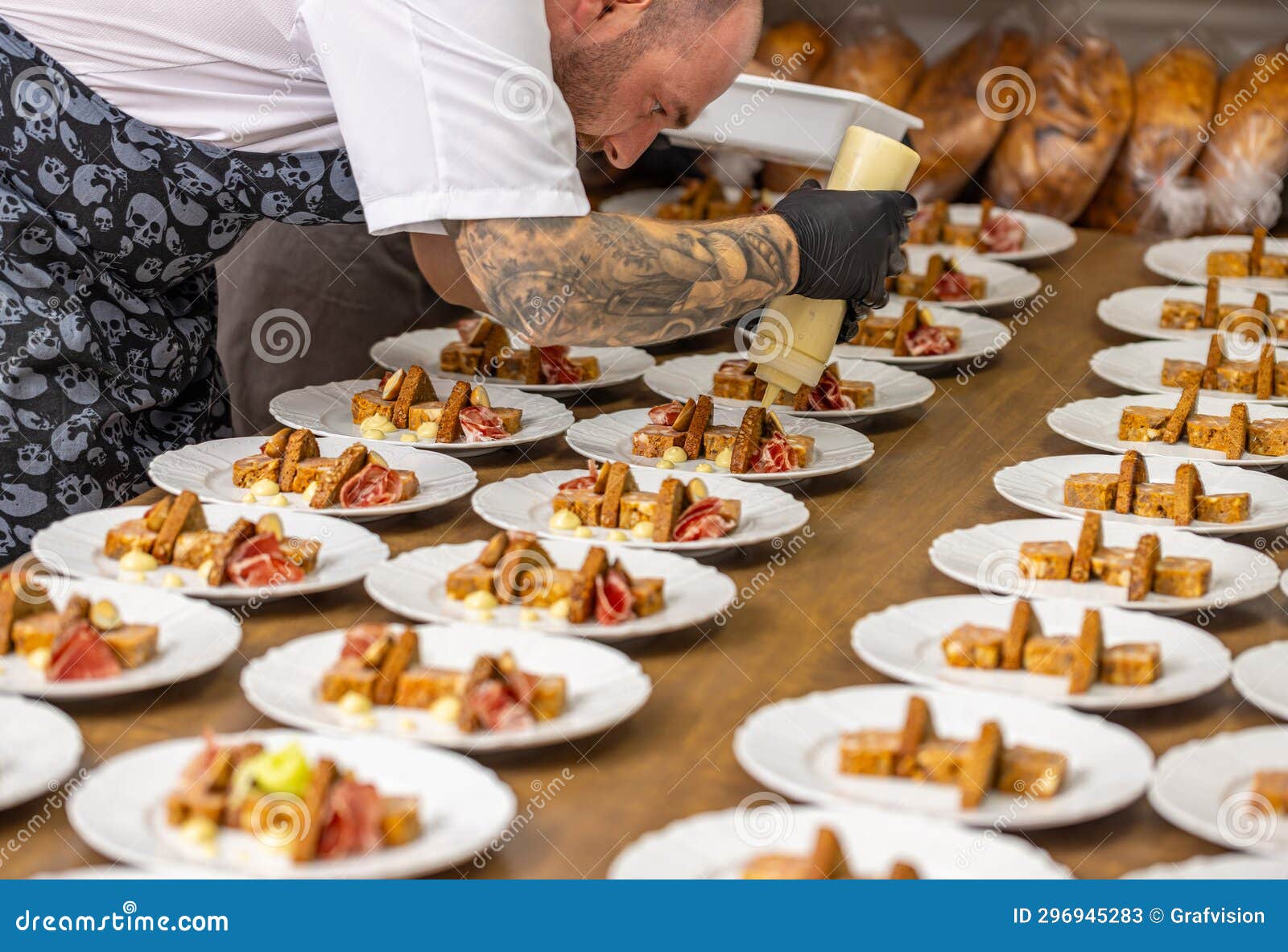 Chef Decorating Many Starter Plate Stock Image - Image of cooking ...