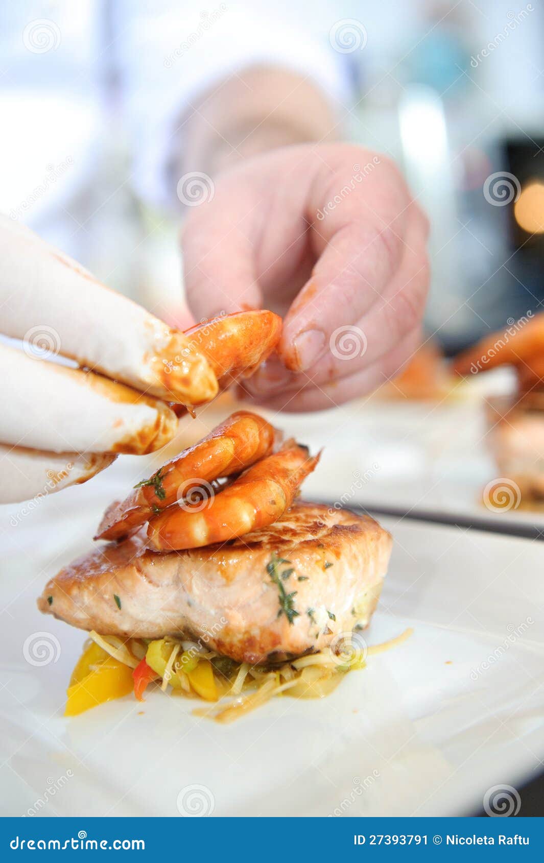 Chef decorating plate stock image. Image of cuisine, roast - 27393791