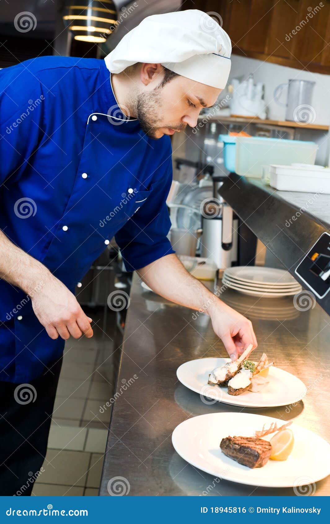Chef at decoration food stock photo. Image of preparation - 18945816