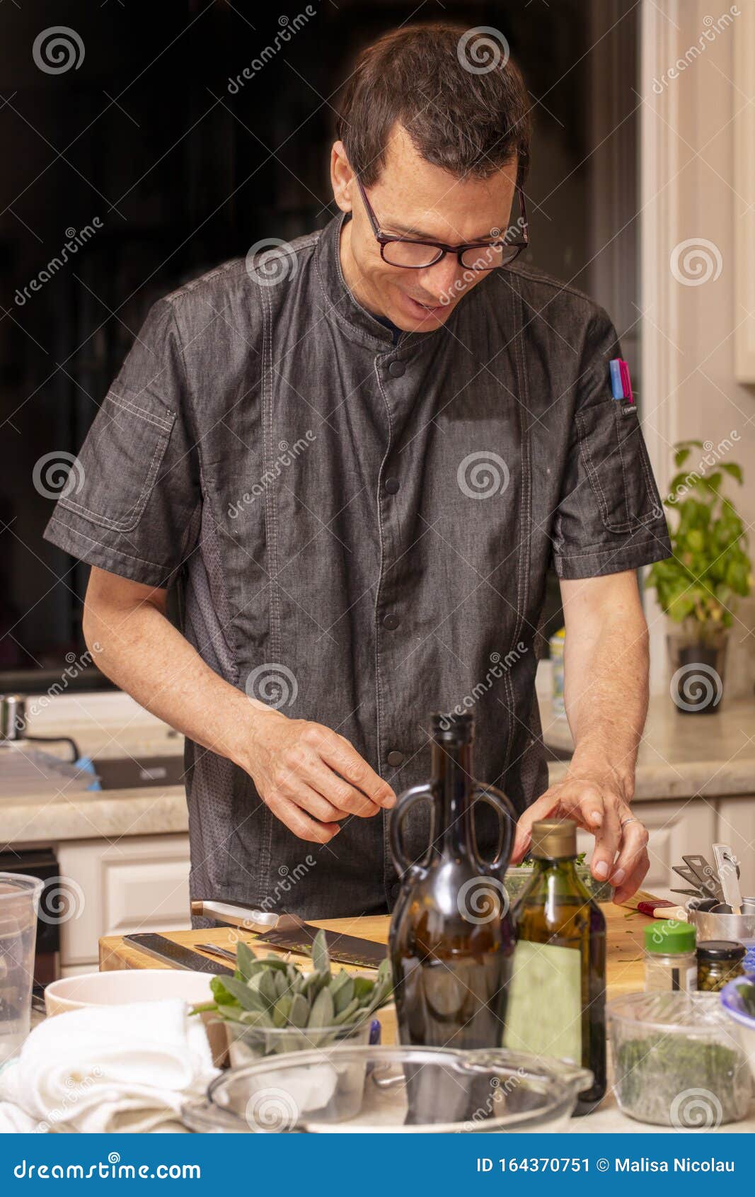 Chef Demonstrating How To Cook Pasta at a Local Cllass Stock Image ...