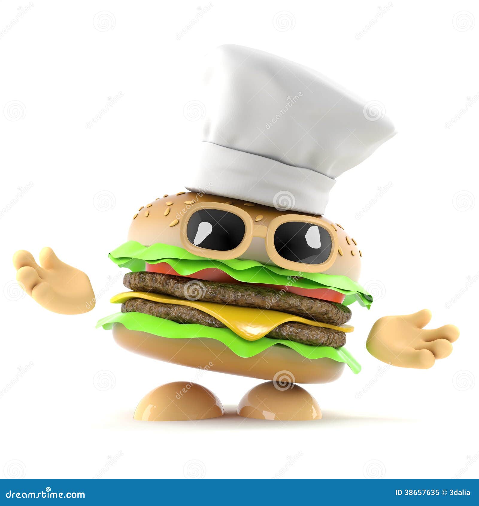 Chef des Burgers 3d stock abbildung. Illustration von rindfleischburger ...