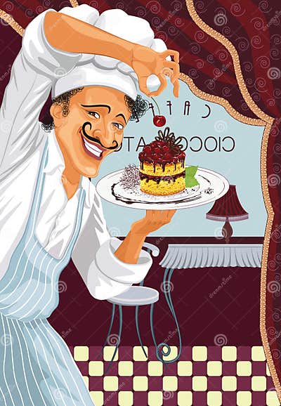 Chef with dessert stock vector. Illustration of business - 25041068