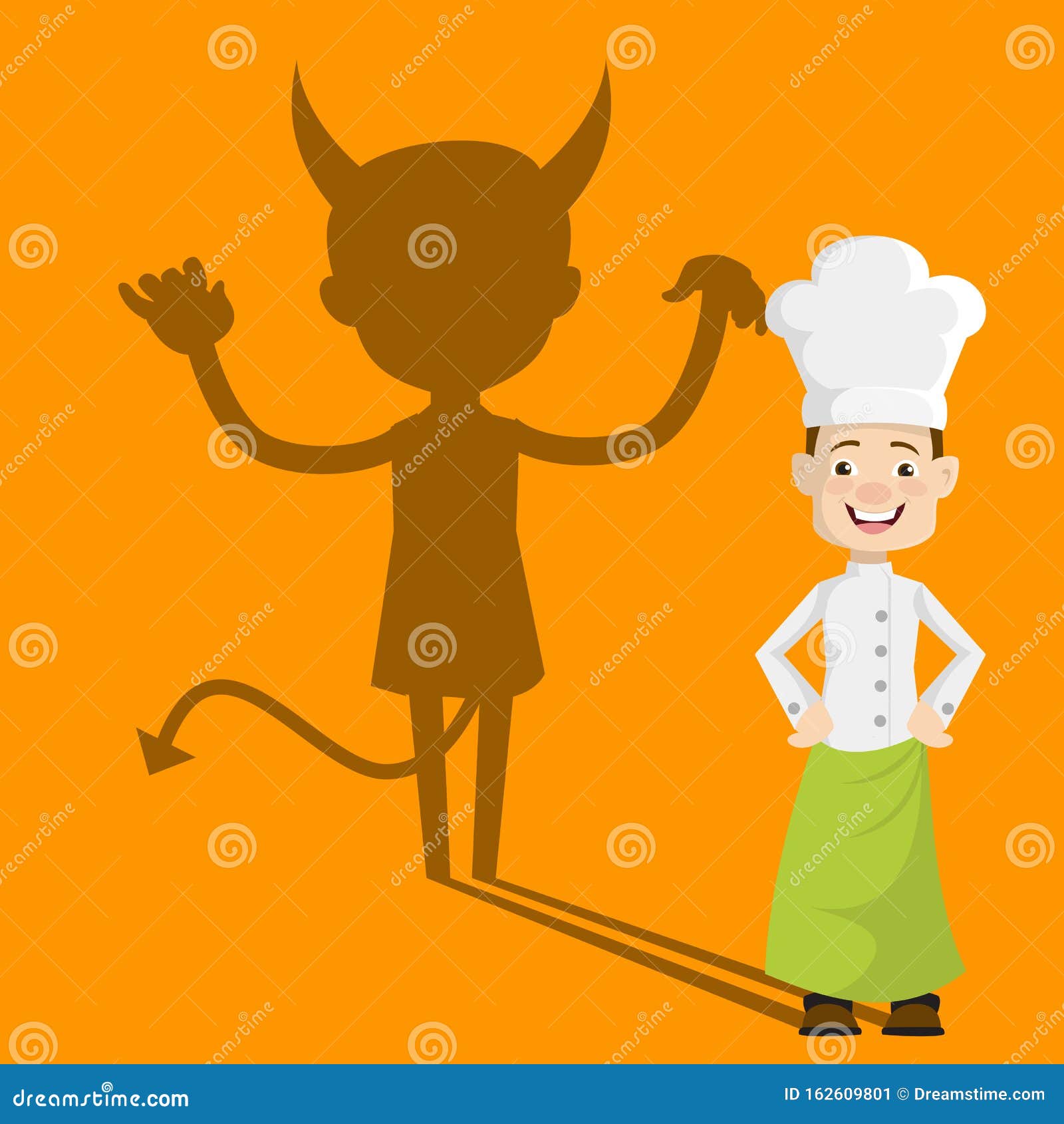 Chef - Devil Person Standing with Fake Smile Stock Vector ...