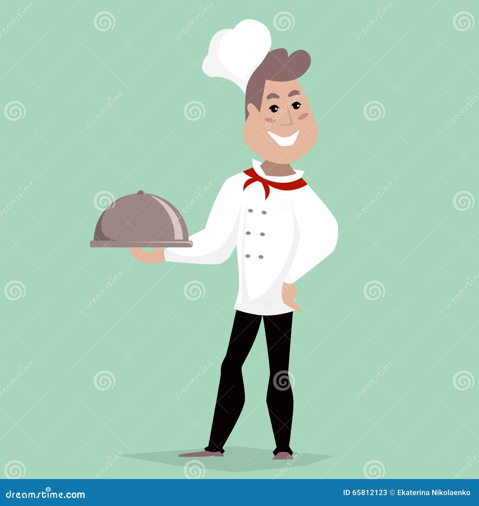 Chef with Dish. Cartoon Character Stock Vector - Illustration of ...