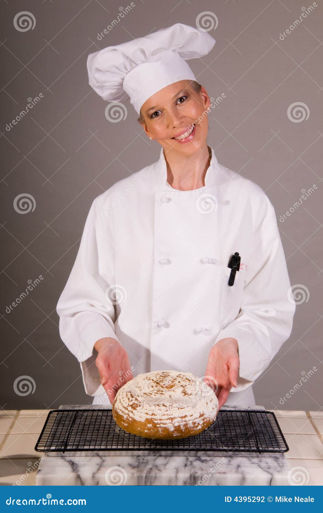 Chef Displays Fresh Baked Loaf Stock Photo - Image of cook, healthy ...