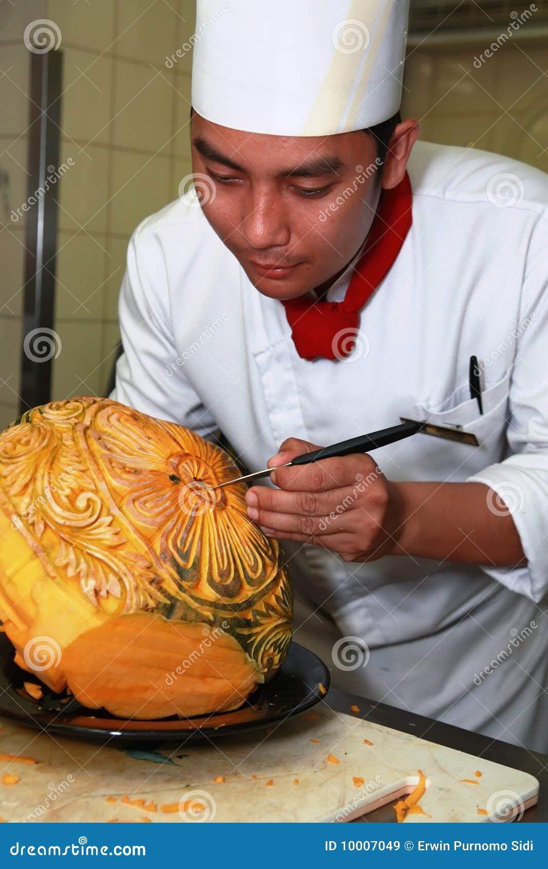 Chef doing carving stock image. Image of hotel, asian - 10007049