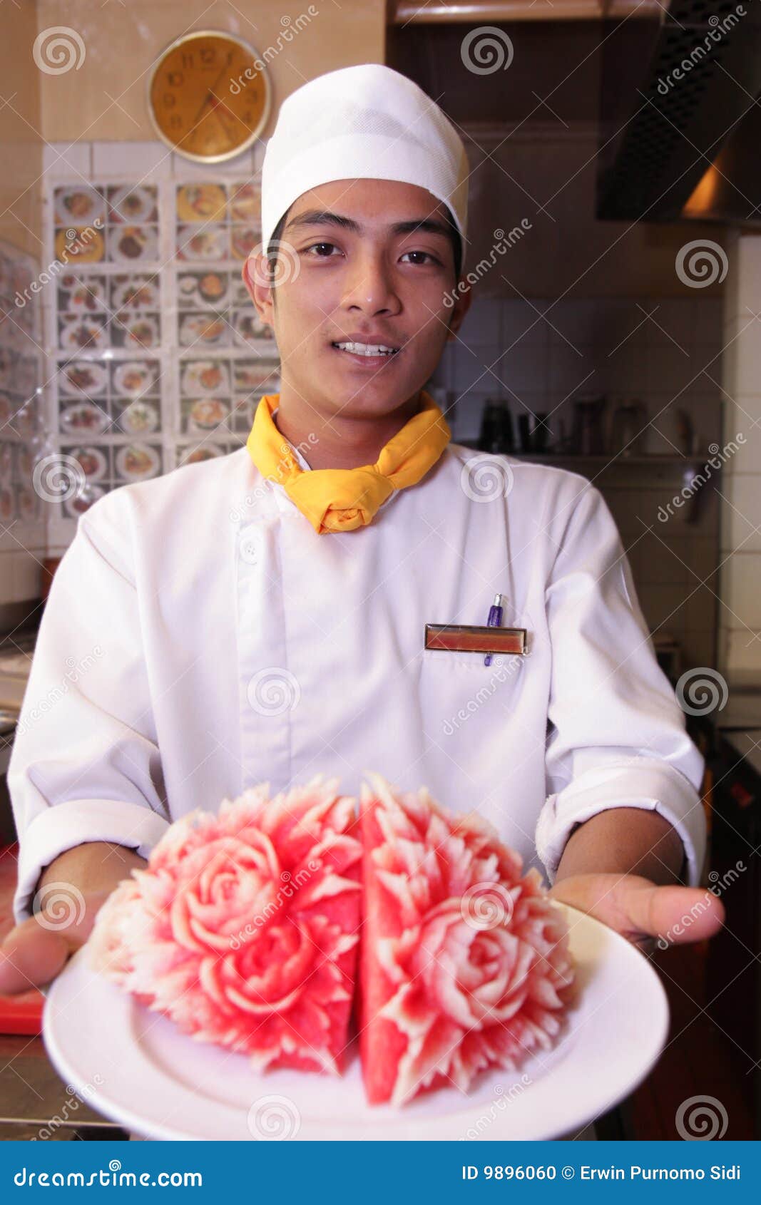 Chef doing carving stock photo. Image of cook, industry - 9896060