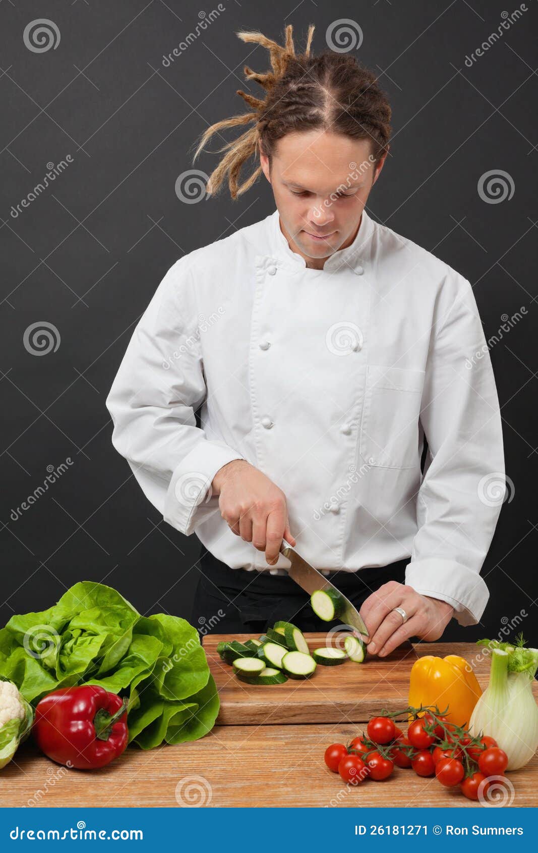 Chef with Dreadlocks Chopping Stock Image - Image of person, male: 26181271