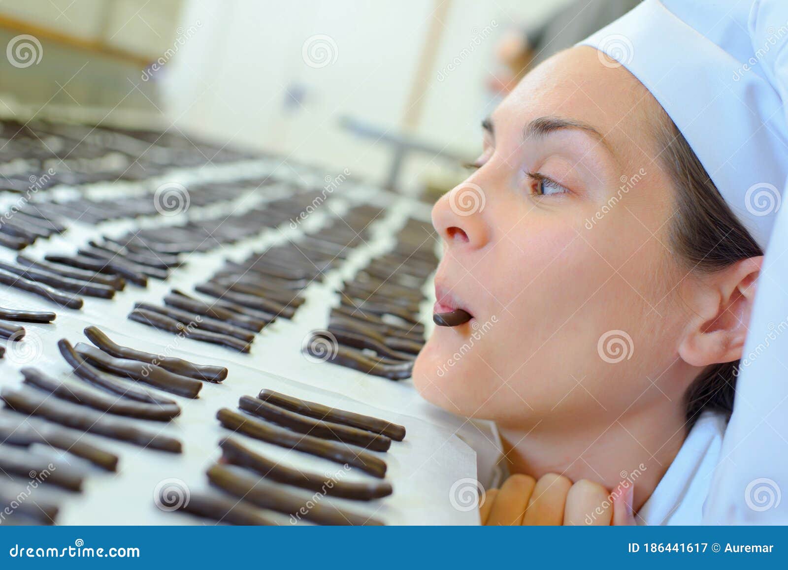 Chef eating chocolates stock image. Image of restaurant - 186441617