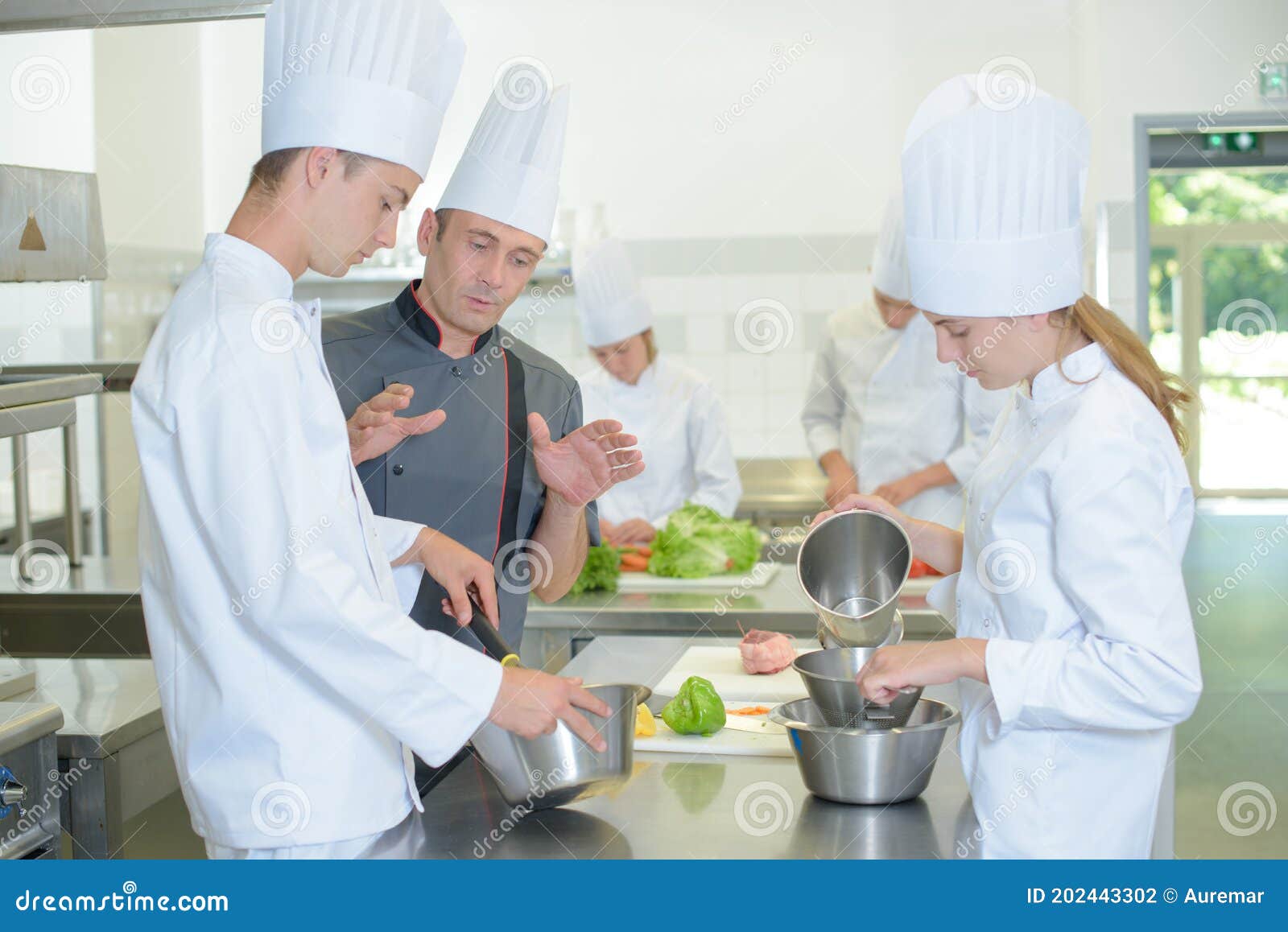 Chef Explaining To Trainees Stock Photo - Image of youth, whisk: 202443302