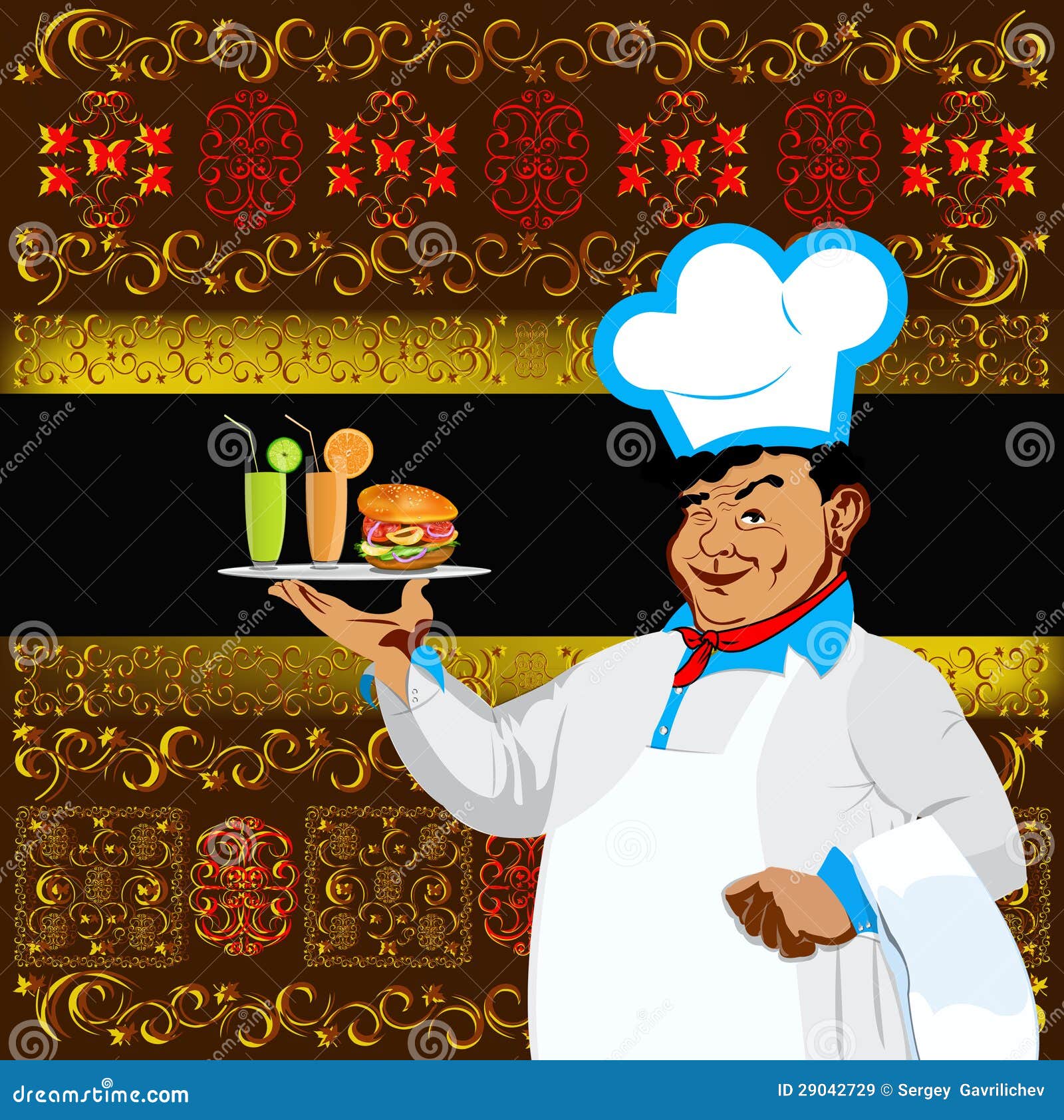 Chef and fast food stock illustration. Illustration of delicious - 29042729