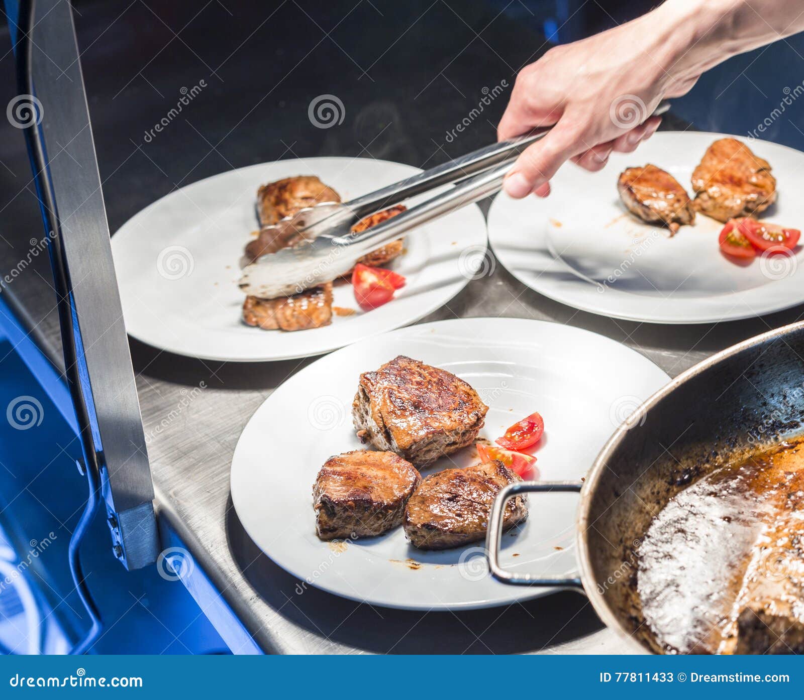 Chef Finishing Her Plate and almost Ready To Serve Stock Image - Image ...