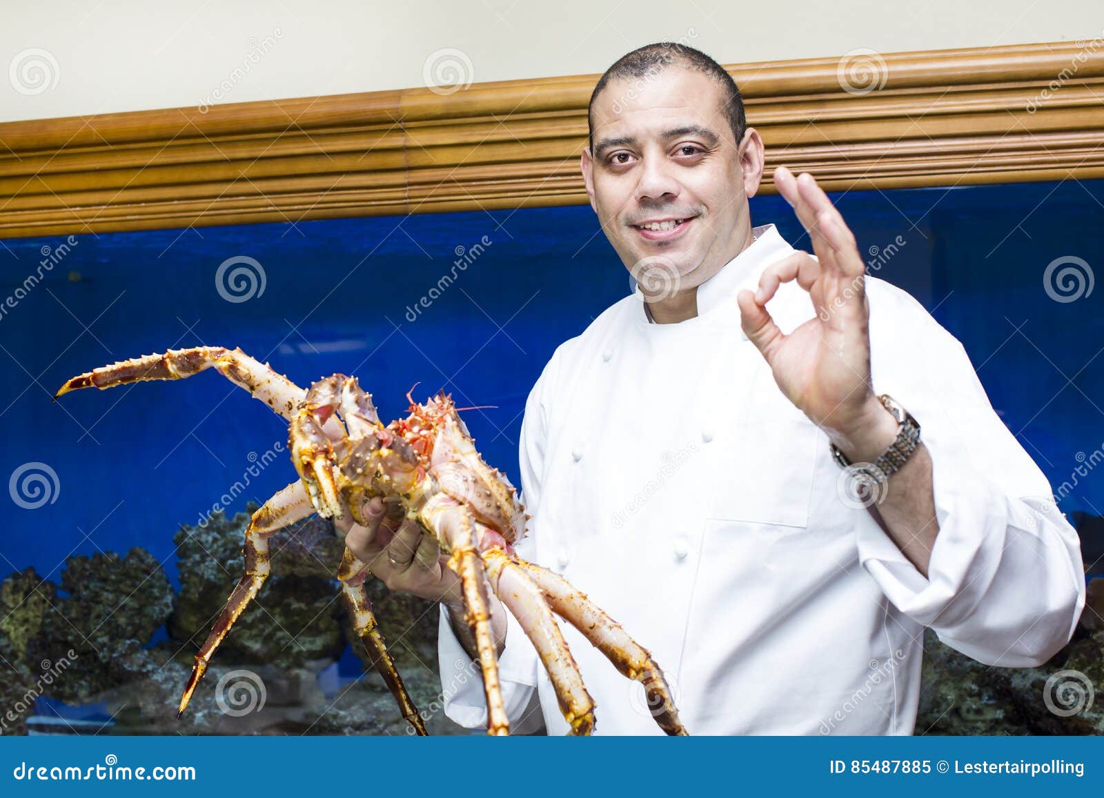 Chef of the Fish Restaurant with Seafood Stock Image - Image of ...