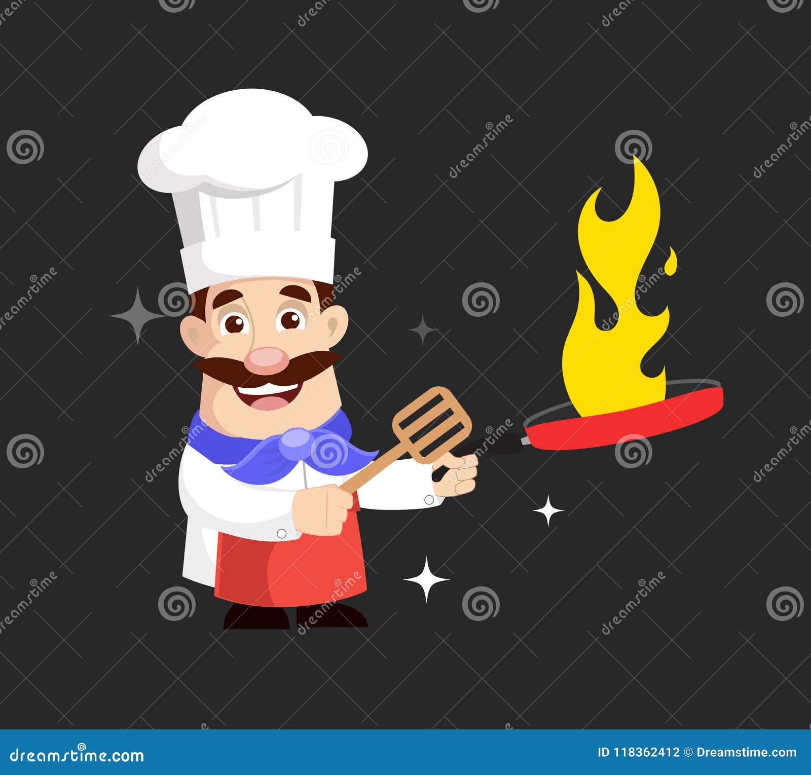 Chef with Flame Pan Vector Illustration Design Stock Vector ...