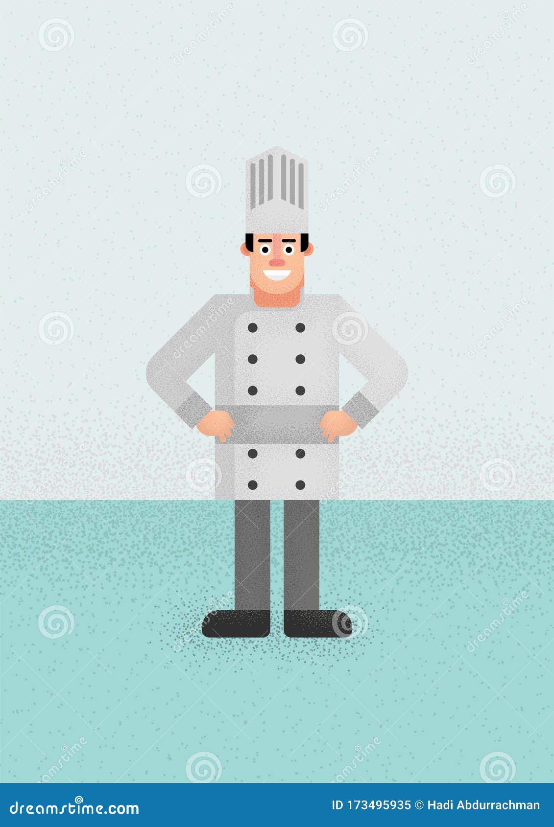 Chef in Flat Design Character with Grain Texture. Vector Illustration ...