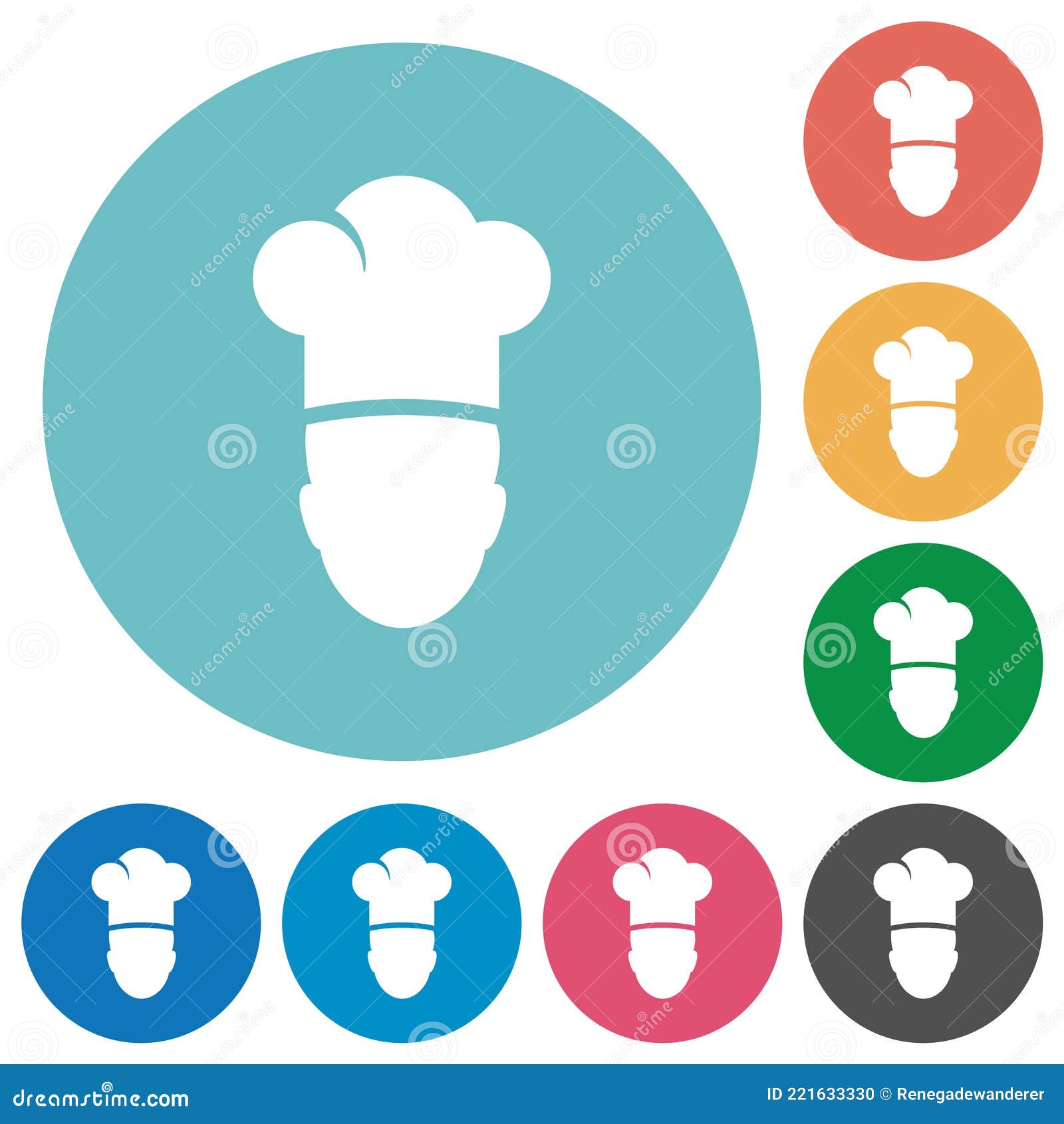 Chef flat round icons stock vector. Illustration of professional ...